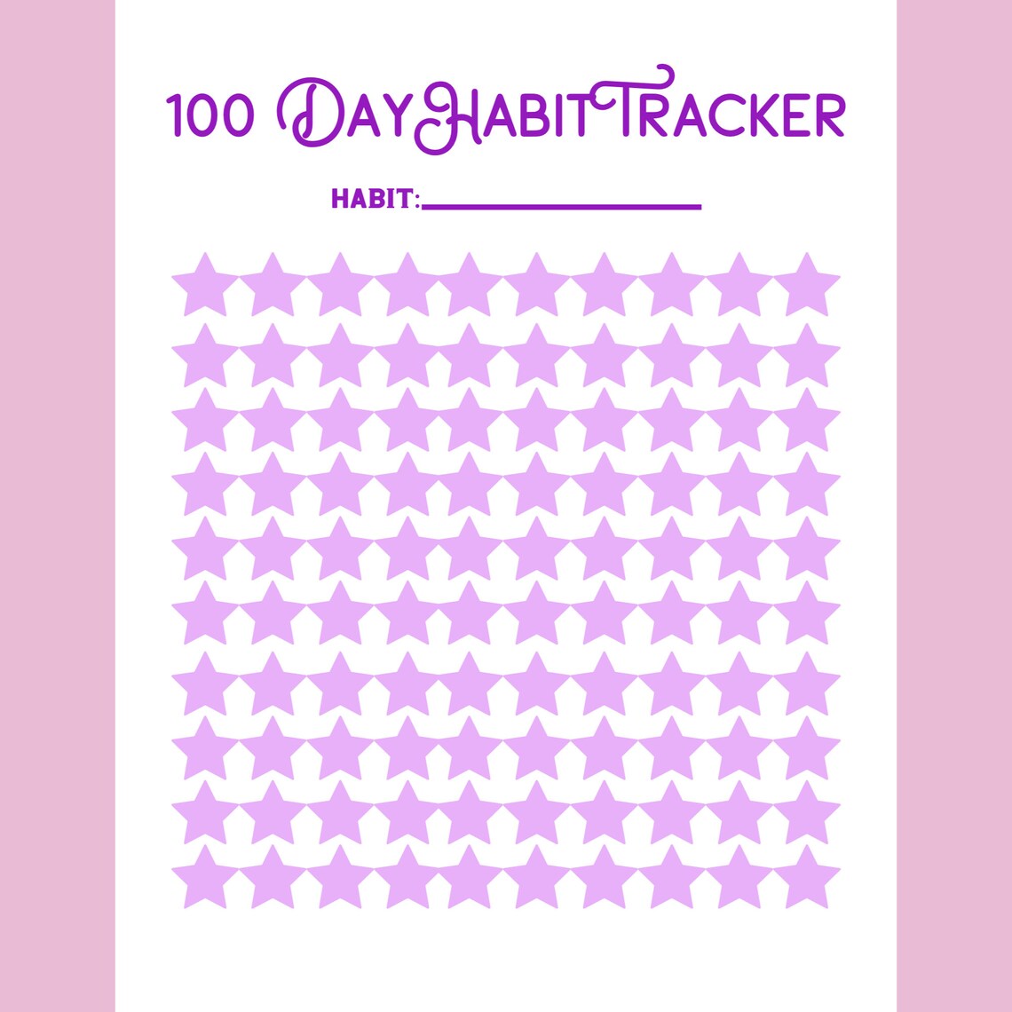 100 Day Habit Tracker Printable Habit Tracking Worksheet | Etsy
