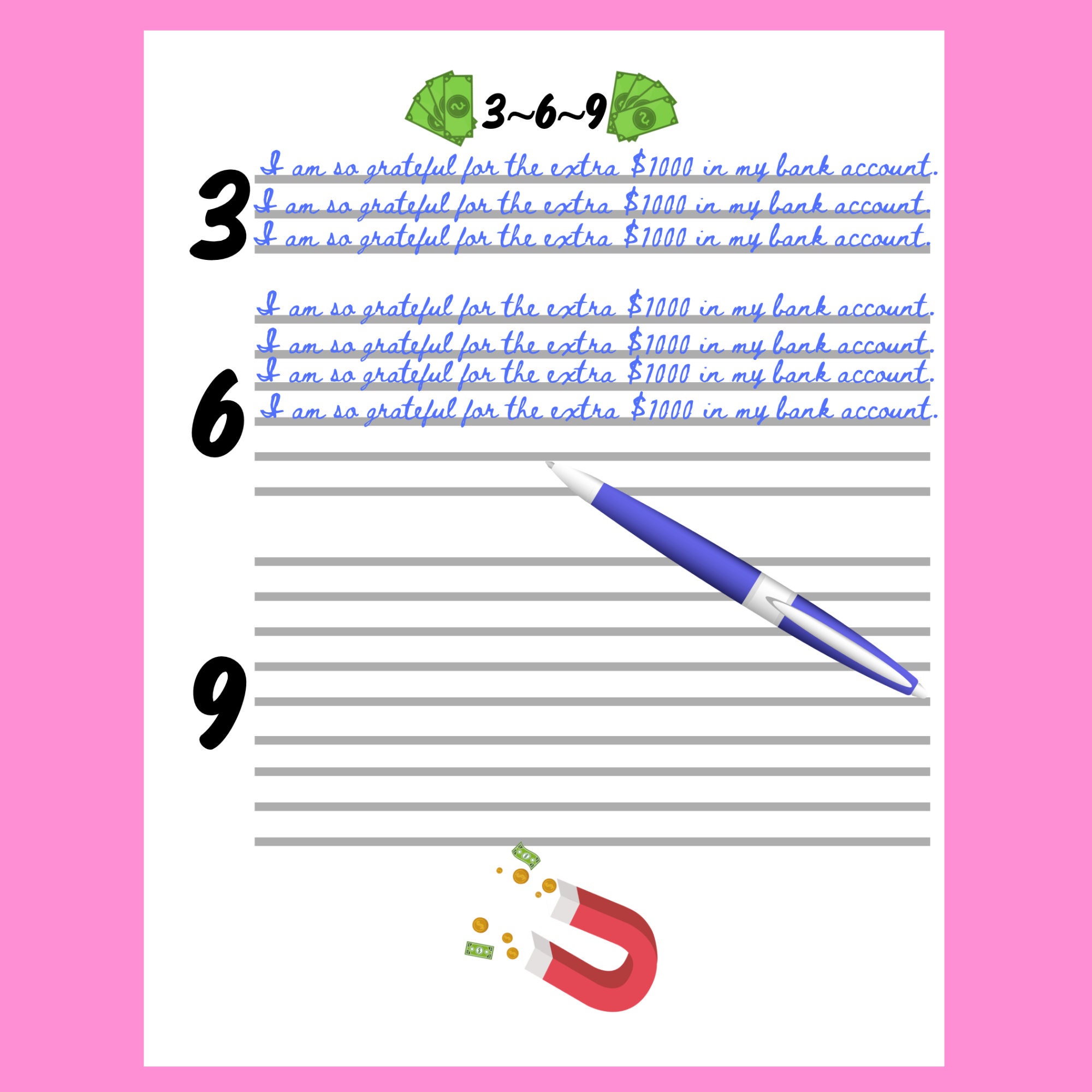 3-6-9 Method 369 Manifestation Law of Attraction Scripting | Etsy