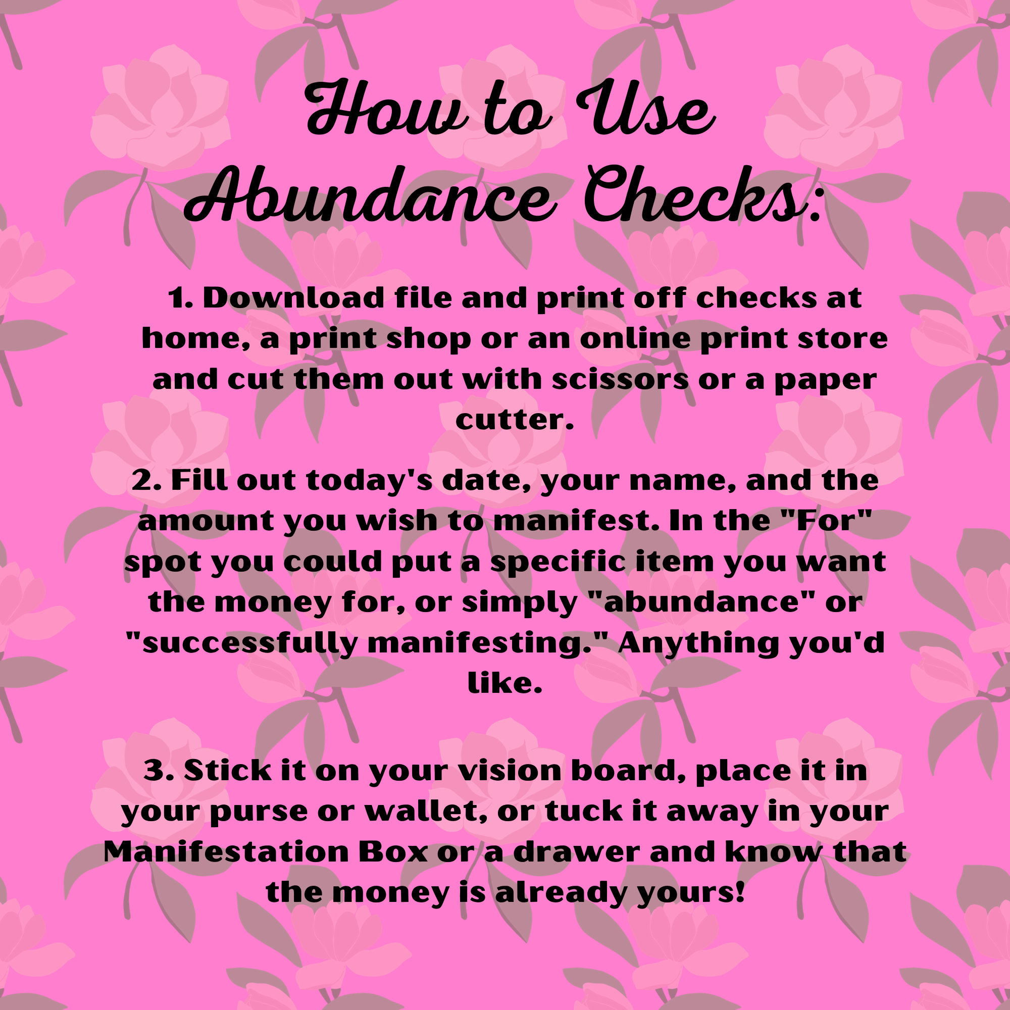 Printable Blank Abundance Checks, Law of Attraction, Law of Abundance ...