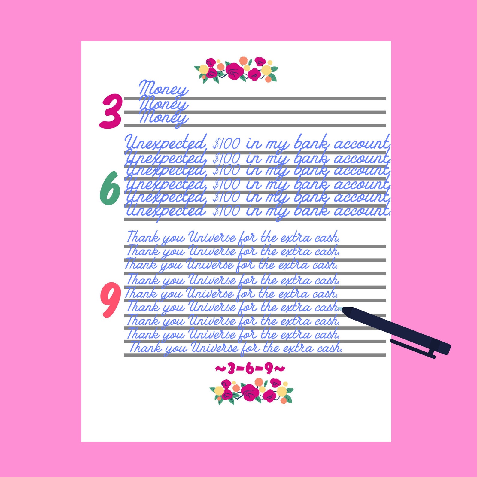 3-6-9 Method 369 Manifestation Law of Attraction Scripting - Etsy New ...