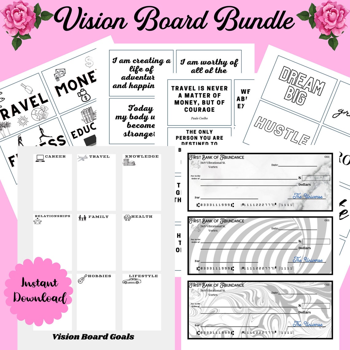 Vision Board Kit 2024, Printable Vision Board Bundle, Vision Board ...