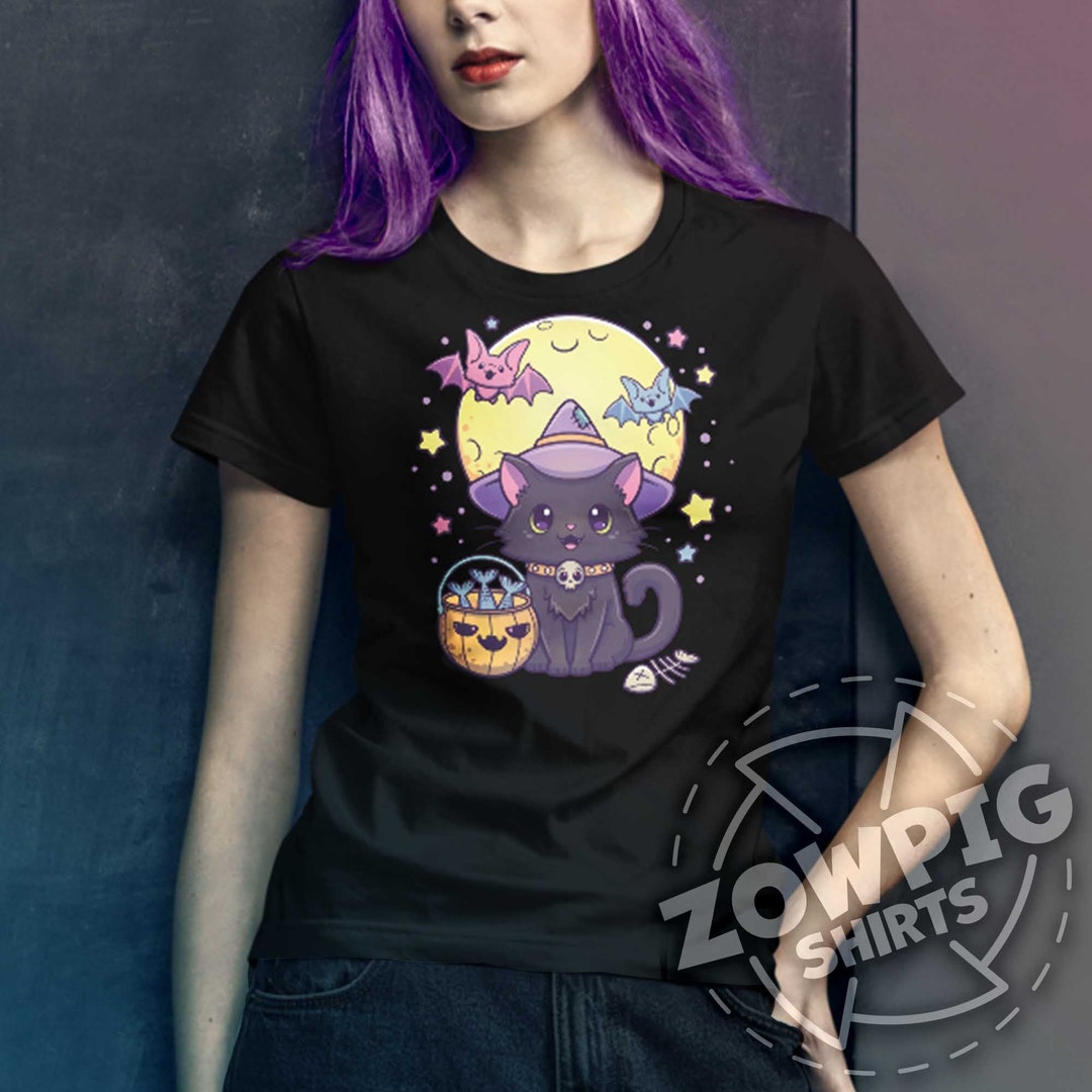 Kawaii Pastel Goth Fashion Halloween Cute Creepy Halloween Black Cat ...