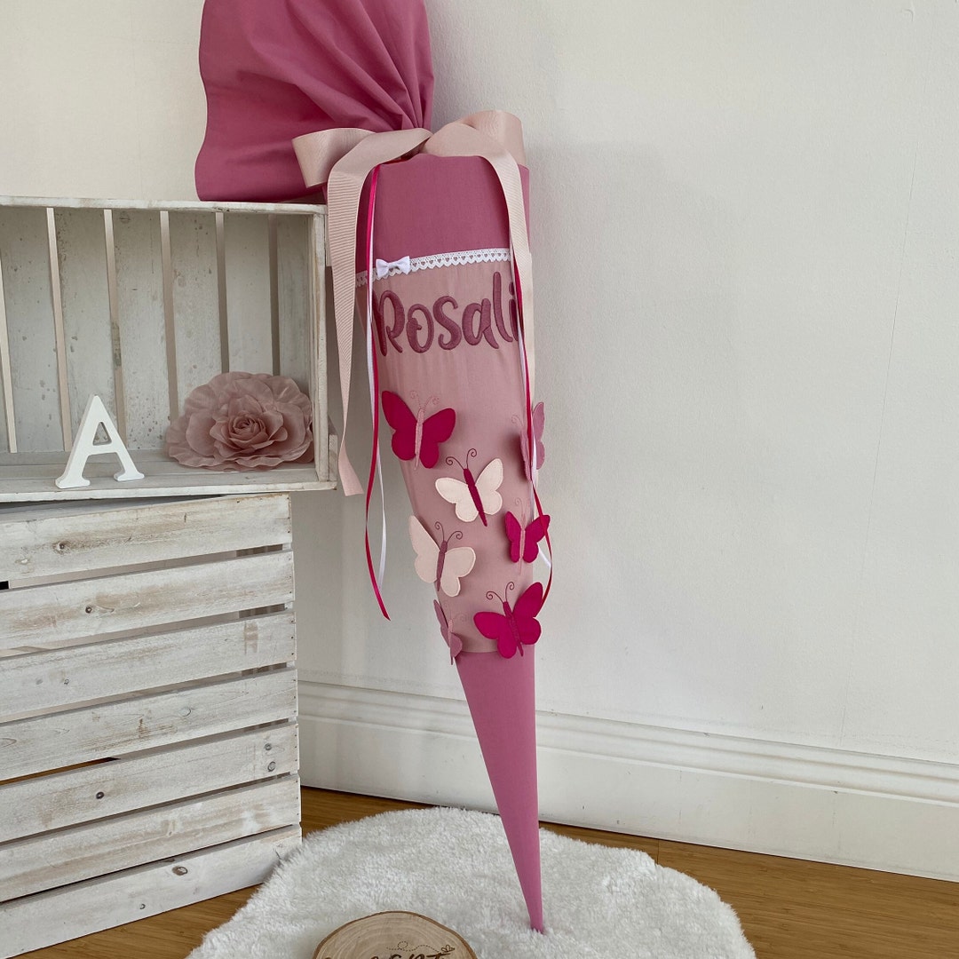 School Cone for Girls, Butterfly Design, Berry & Powder Pink | Candy ...
