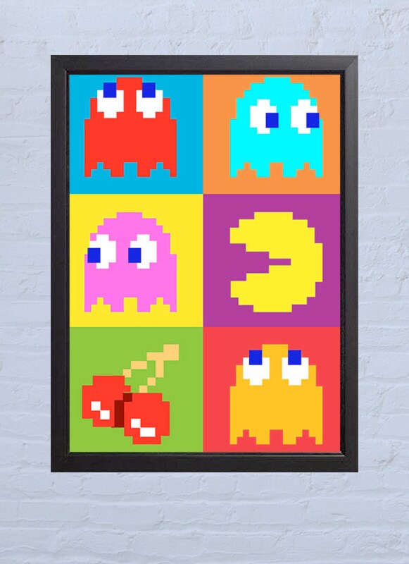 Retro 80s Pac-man Art Print - Etsy UK