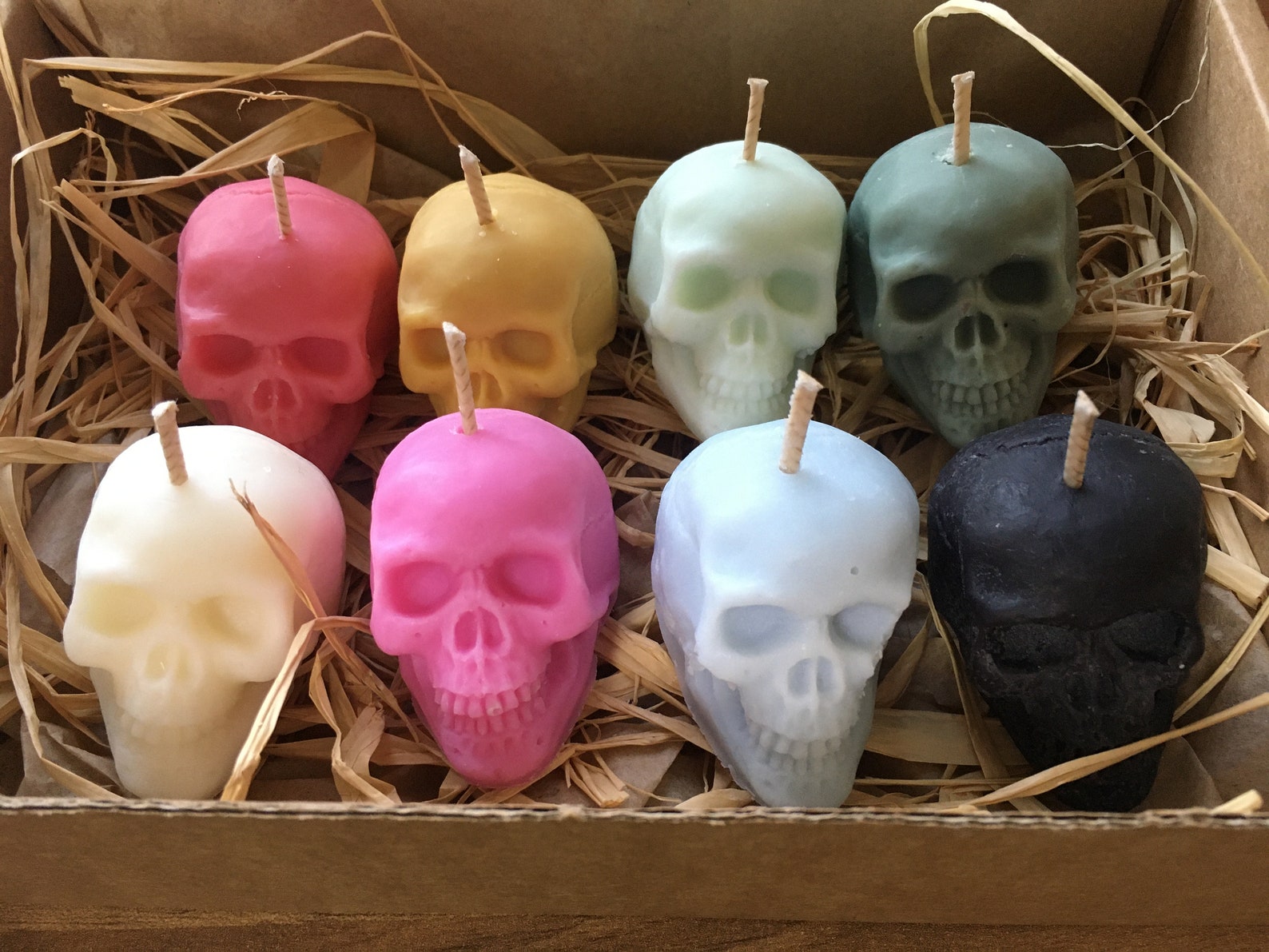 8 Mini Skull Candles Skull Candle Gift Box Set 100% - Etsy