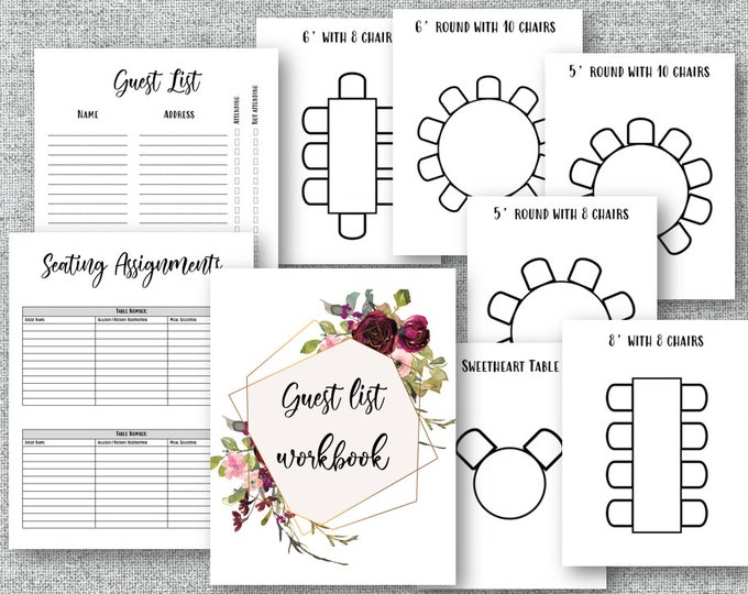 Printable Wedding Guest List Worksheet | Wedding Guest List Organizer ...