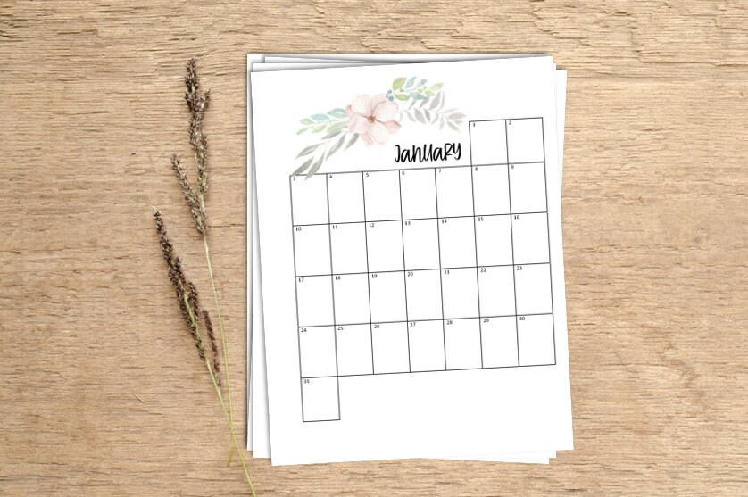 Printable 2021 Calendar | Pink Floral | Rose Gold Calendar | Calendar ...