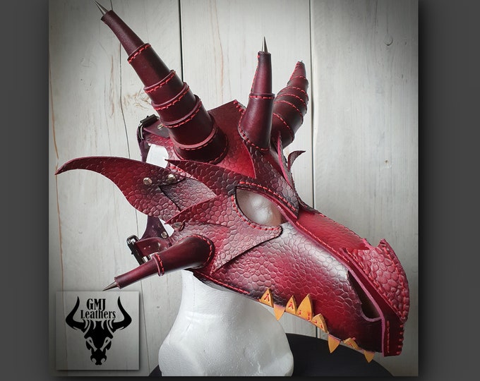Leather Dragon Head Mask Cosplay Role Play Fantasy GOT D&G Head Costume ...