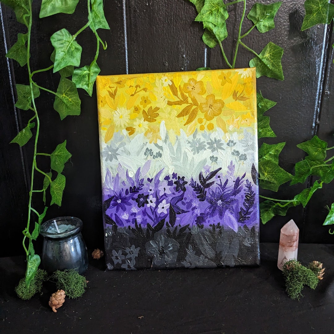 Floral Non-binary Pride Flag-purpleemustudio - Etsy