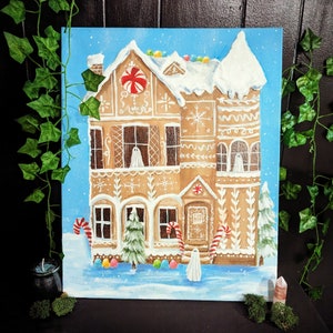Haunted Gingerbread House Acrylic Painting - Etsy
