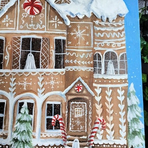 Haunted Gingerbread House Acrylic Painting - Etsy