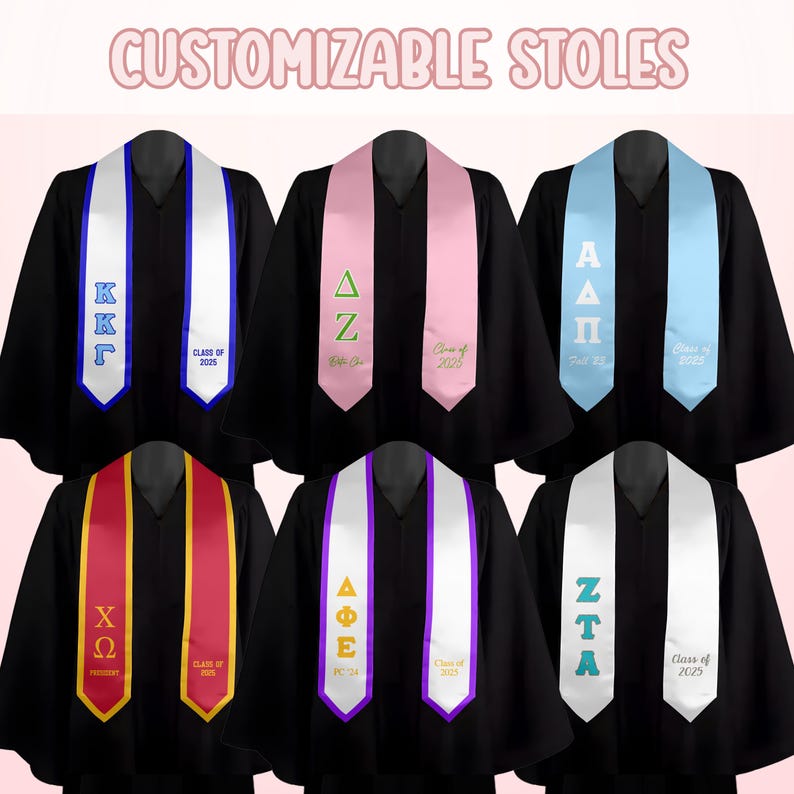 Custom Graduation Stole for Sorority or Fraternity - Etsy