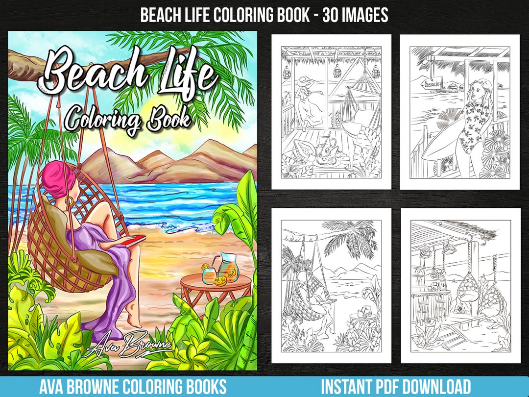 Ava Browne Coloring Books | Beach Life Coloring Book, Adult Coloring ...