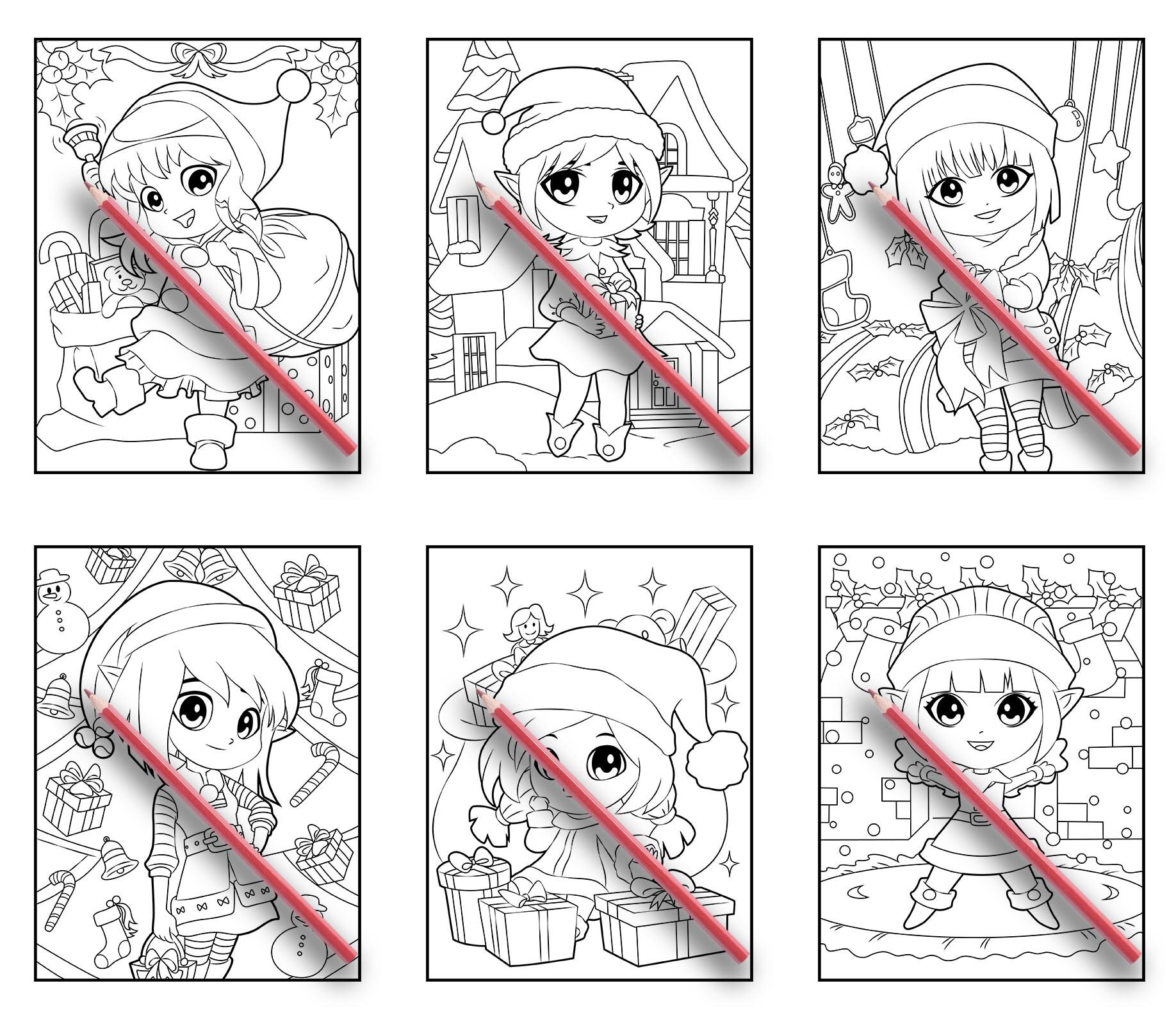 Ava Browne Coloring Books Chibi Christmas Coloring Book - Etsy