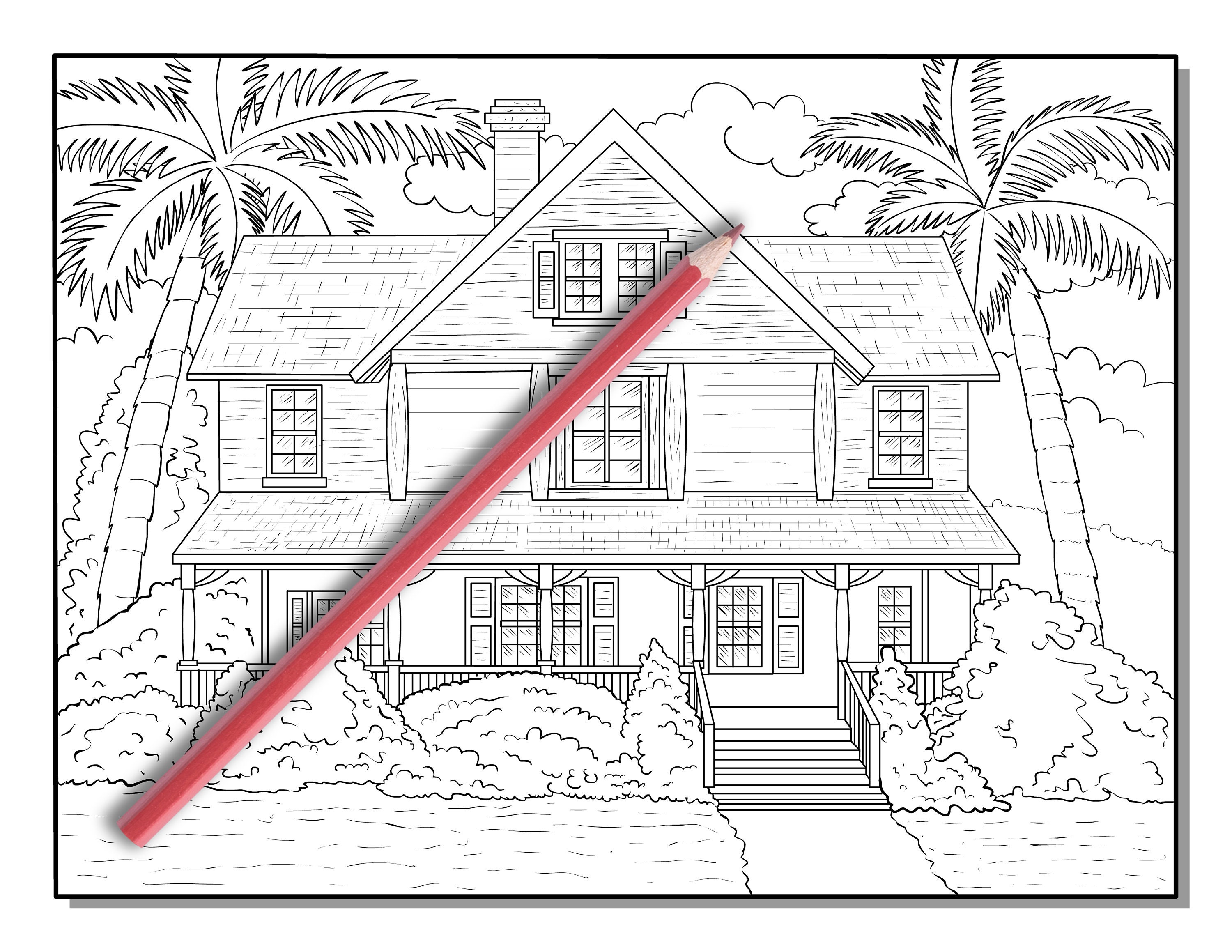Ava Browne Coloring Books Beachfront Homes Adult Coloring - Etsy