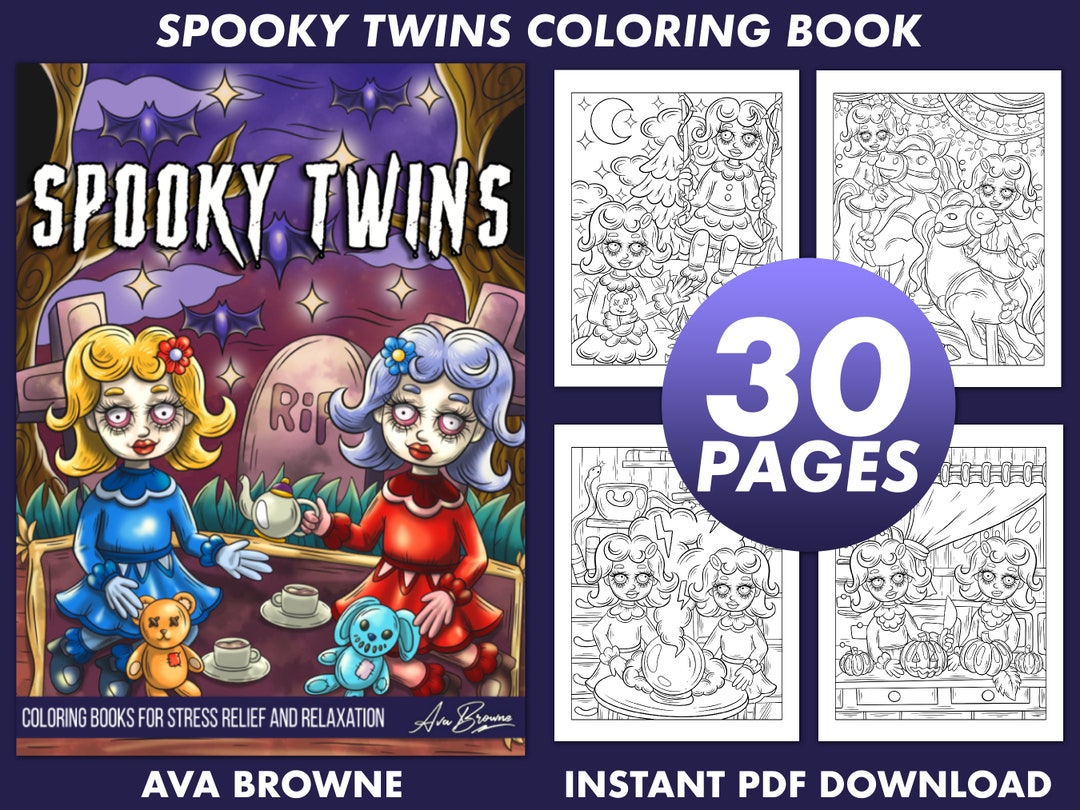 Ava Browne Coloring Books | Spooky Twins Coloring Book, Adult Coloring ...