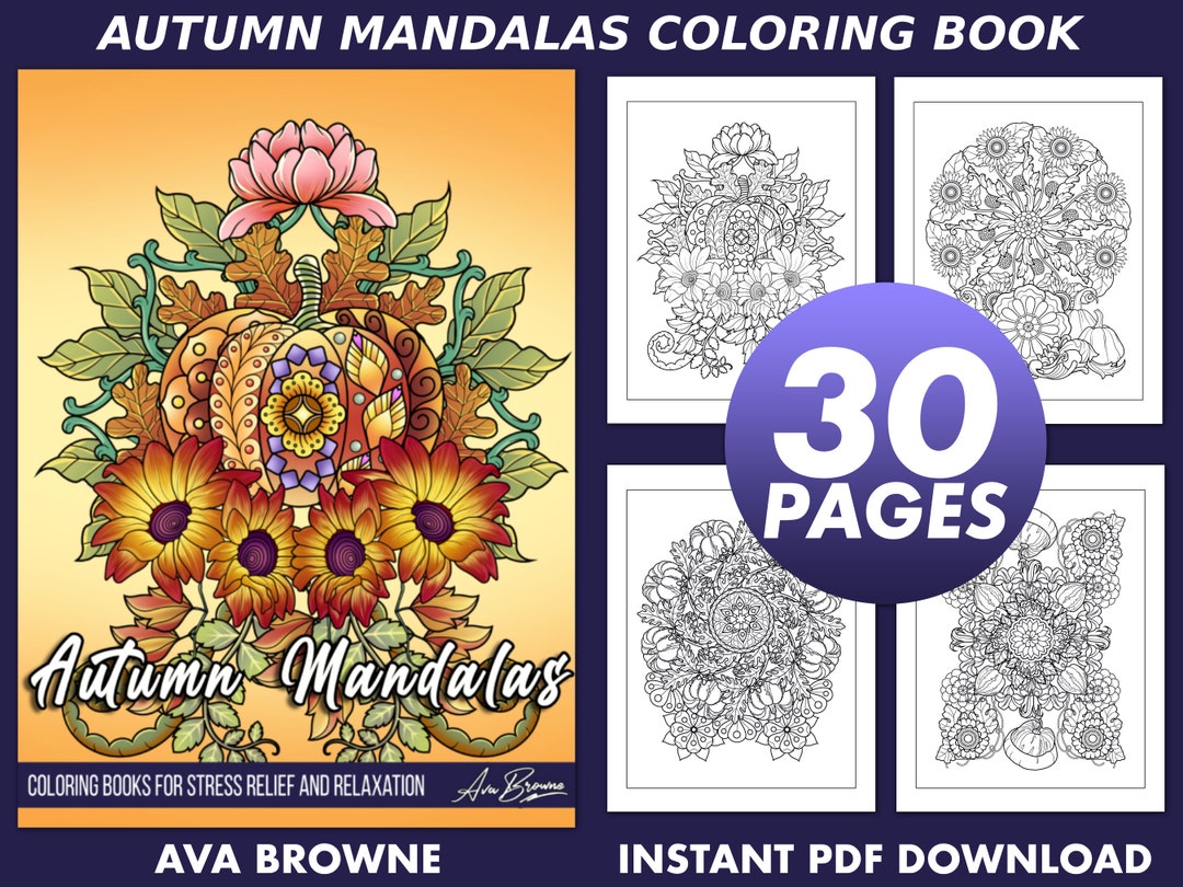 Ava Browne Coloring Books | Autumn Mandalas Coloring Book, Fall Adult ...