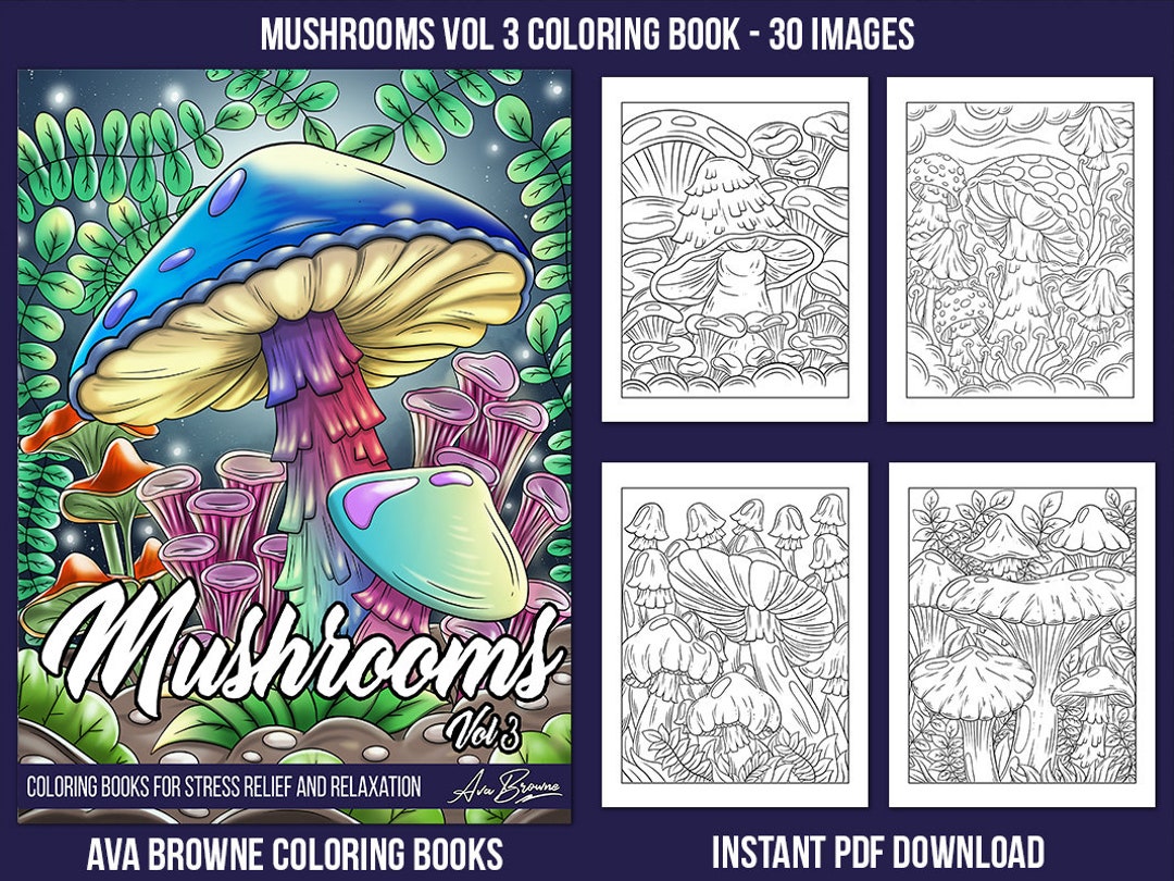 Ava Browne Coloring Books | 30 Pages Mushroom Coloring Book Volume 3 ...