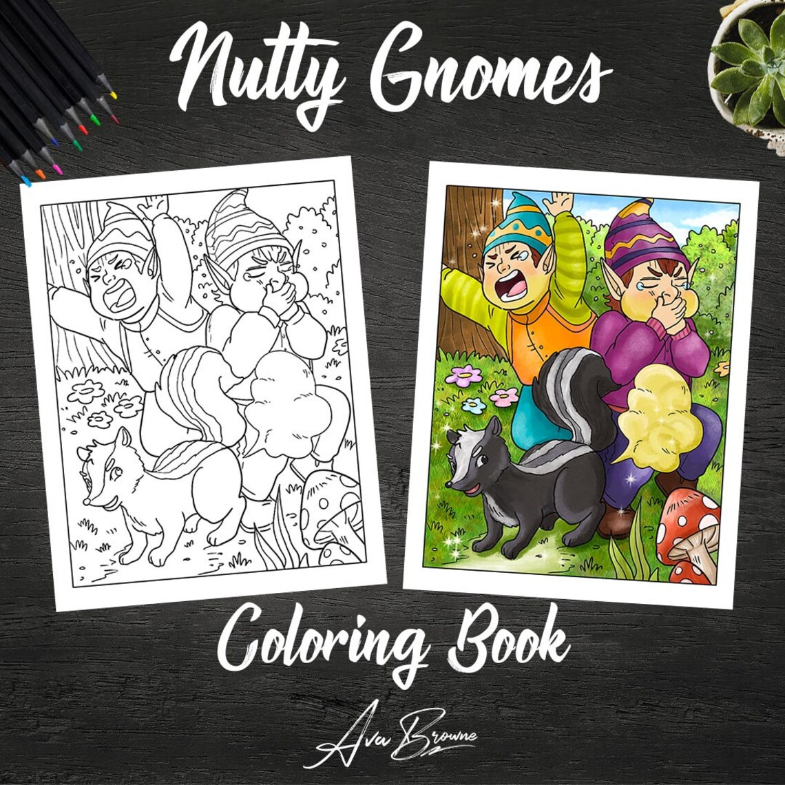 Ava Browne Coloring Books Nutty Gnomes Coloring Book Adult - Etsy