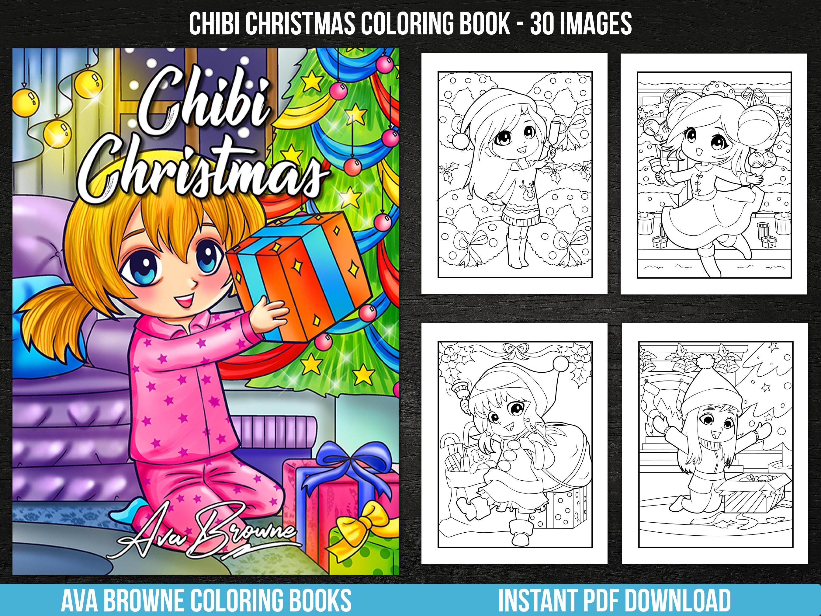 Ava Browne Coloring Books Chibi Christmas Coloring Book - Etsy