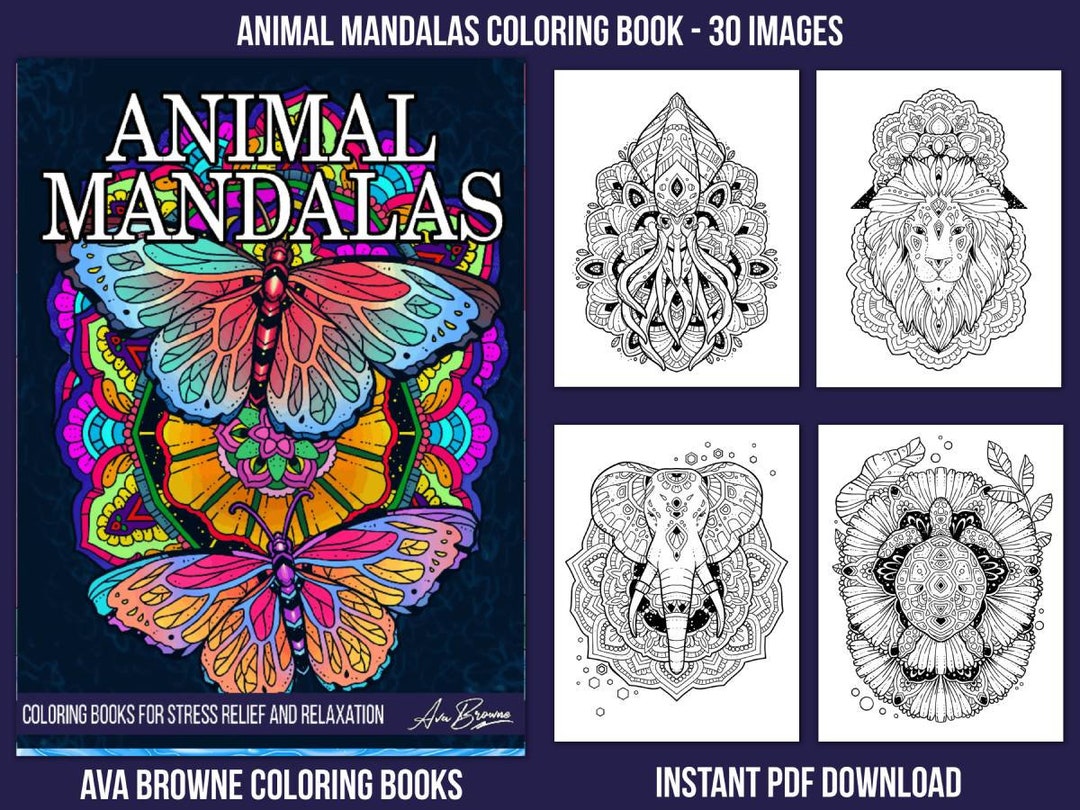 Ava Browne Coloring Books | Animal Mandalas Coloring Book, Adult ...