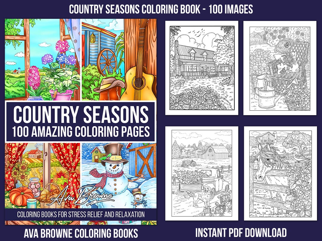 Ava Browne Coloring Books | 100 Pages Country Seasons Coloring Book ...