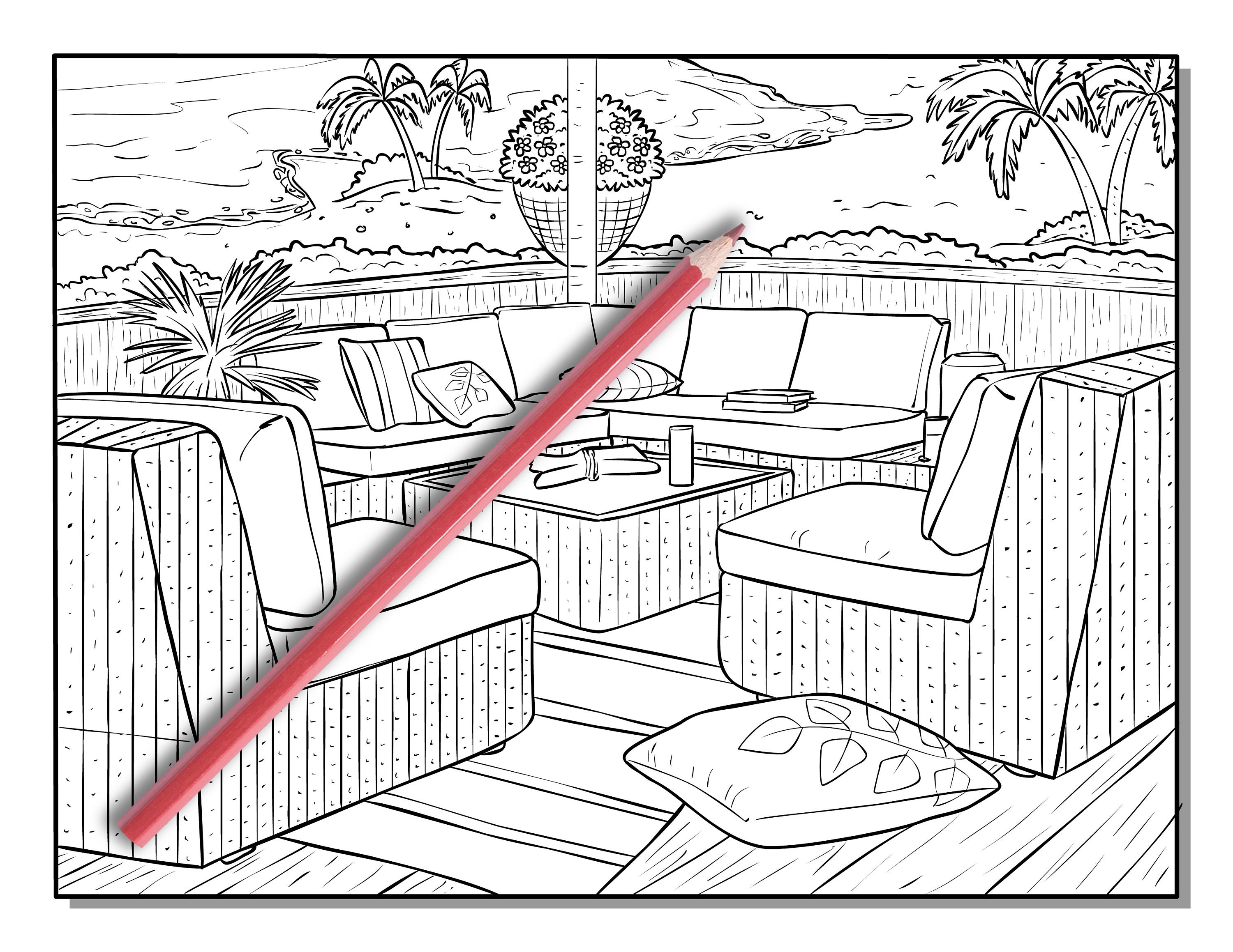 Ava Browne Coloring Books Beachfront Homes Adult Coloring - Etsy