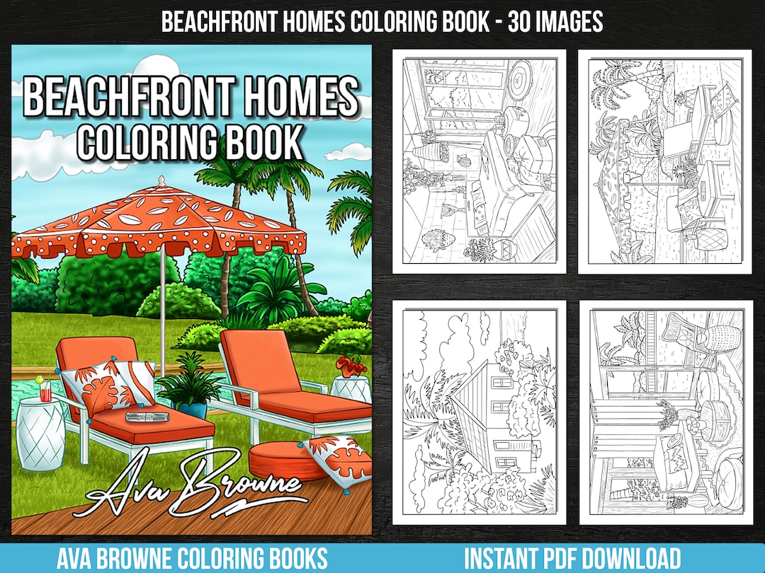 Ava Browne Coloring Books | Beachfront Homes Adult Coloring Book Gift ...