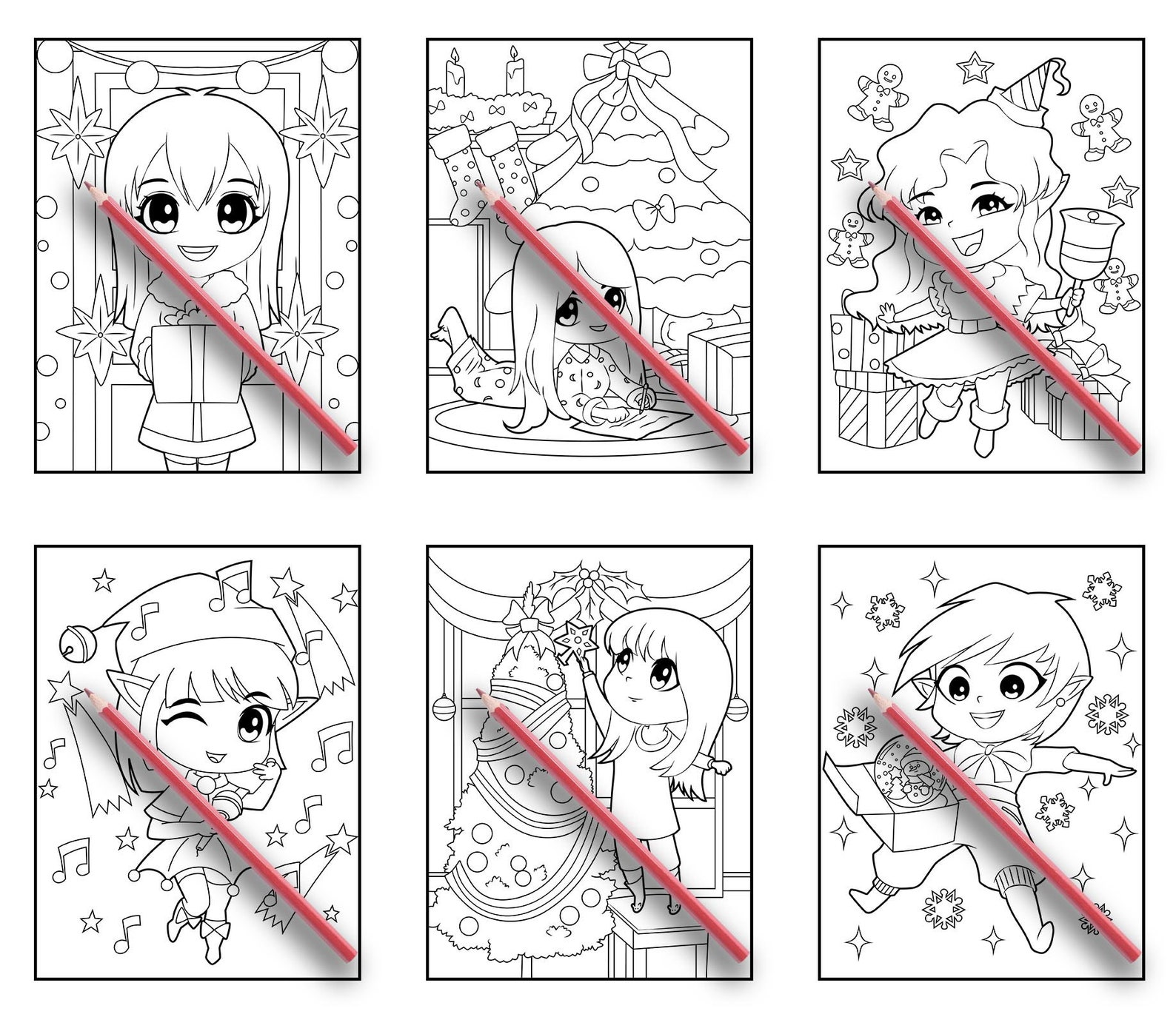 Ava Browne Coloring Books Chibi Christmas Coloring Book - Etsy