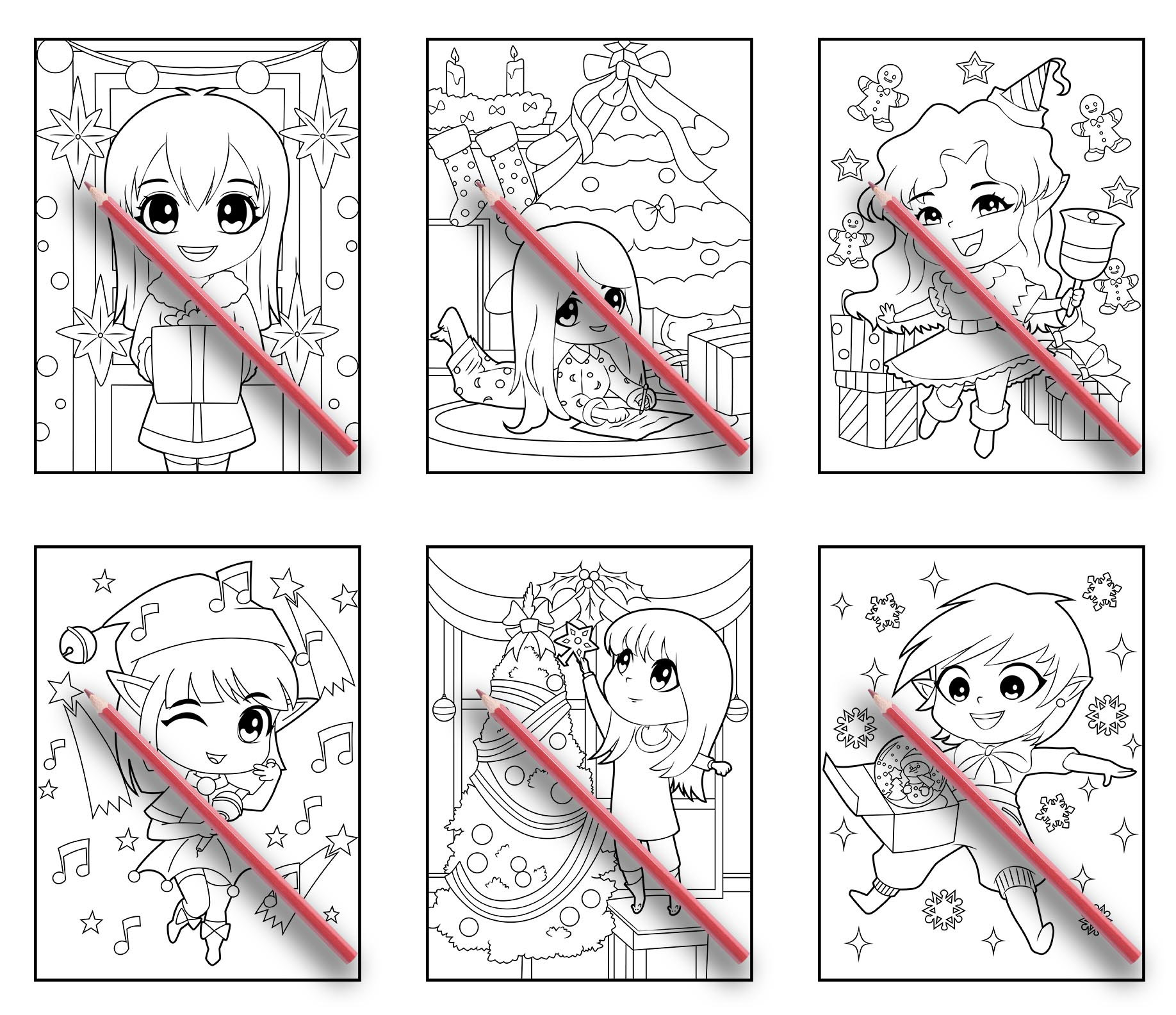 Ava Browne Coloring Books Chibi Christmas Coloring Book - Etsy