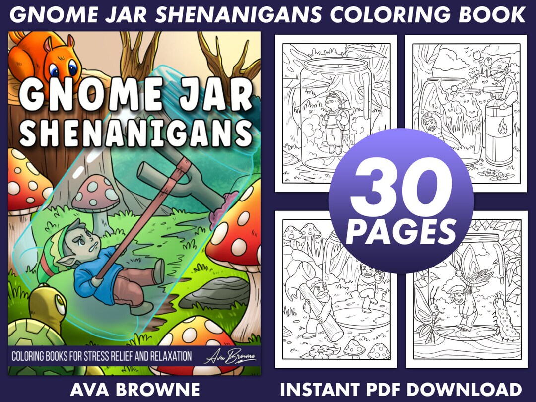 Ava Browne Coloring Books | Gnome Jar Shenanigans Coloring Book, Funny ...