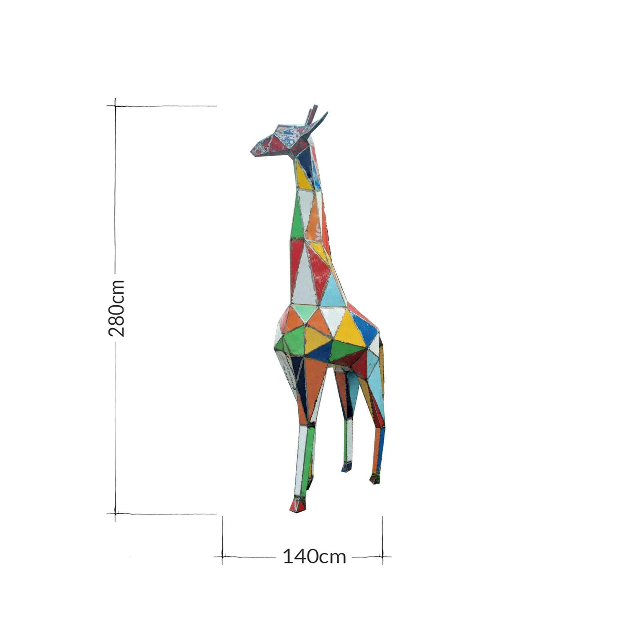 2.8m Giraffe Colourful Sculpture Recycled metal outdoor/ | Etsy 2.8m Giraffe Colourful Sculpture Recycled metal outdoor/ | Etsy