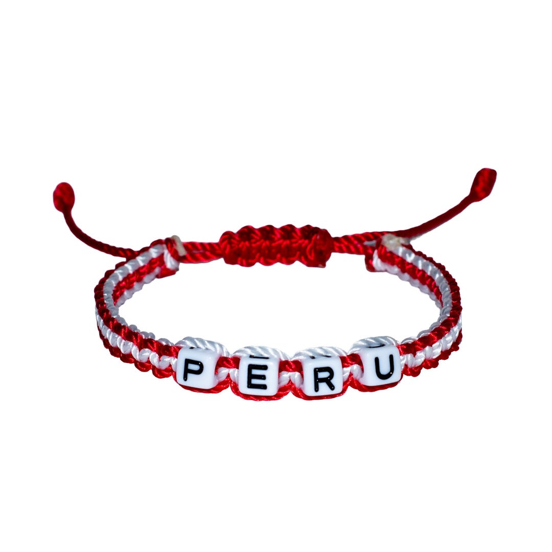 Handmade PERU Macrame Bracelet • RED & White / Adjustable Friendship ...