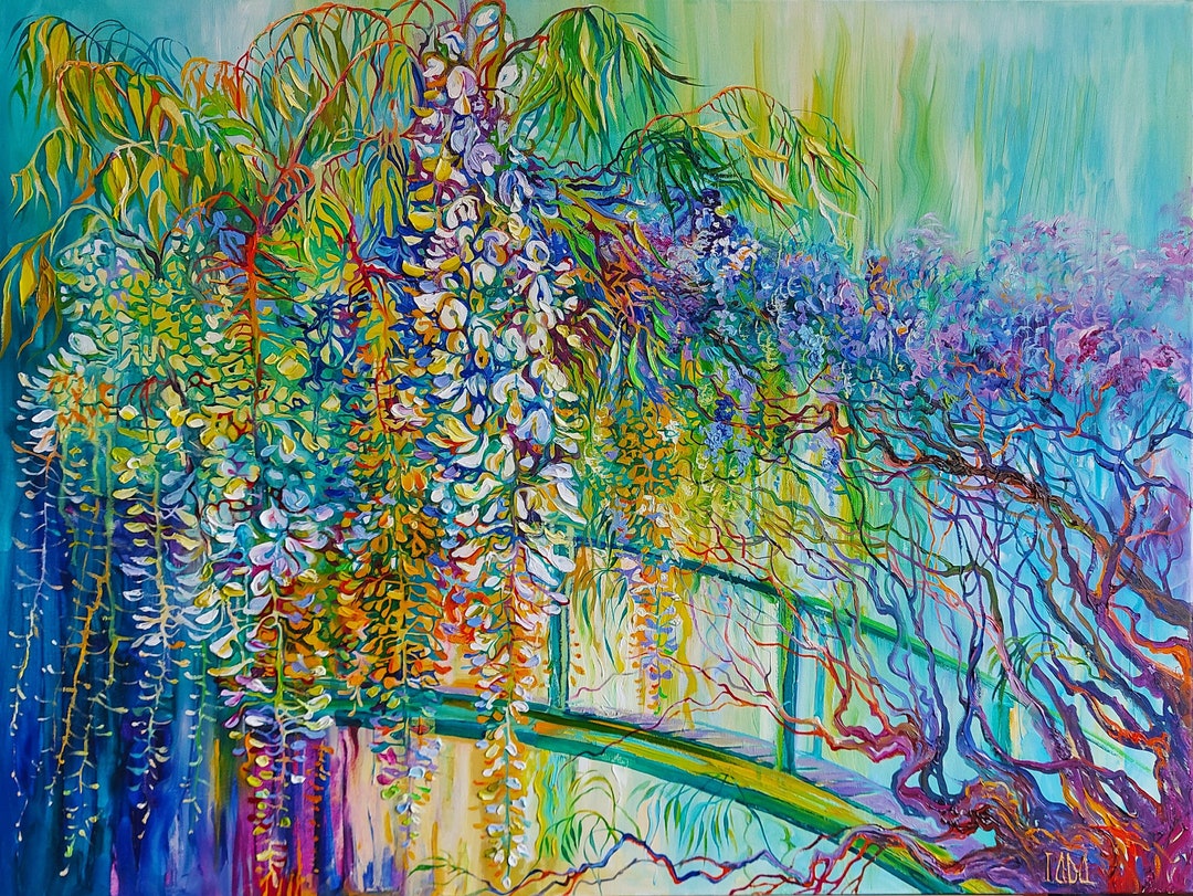 Wisteria Violet Flowers Oil Painting Claude Monet Wisteria Flowers Pond ...