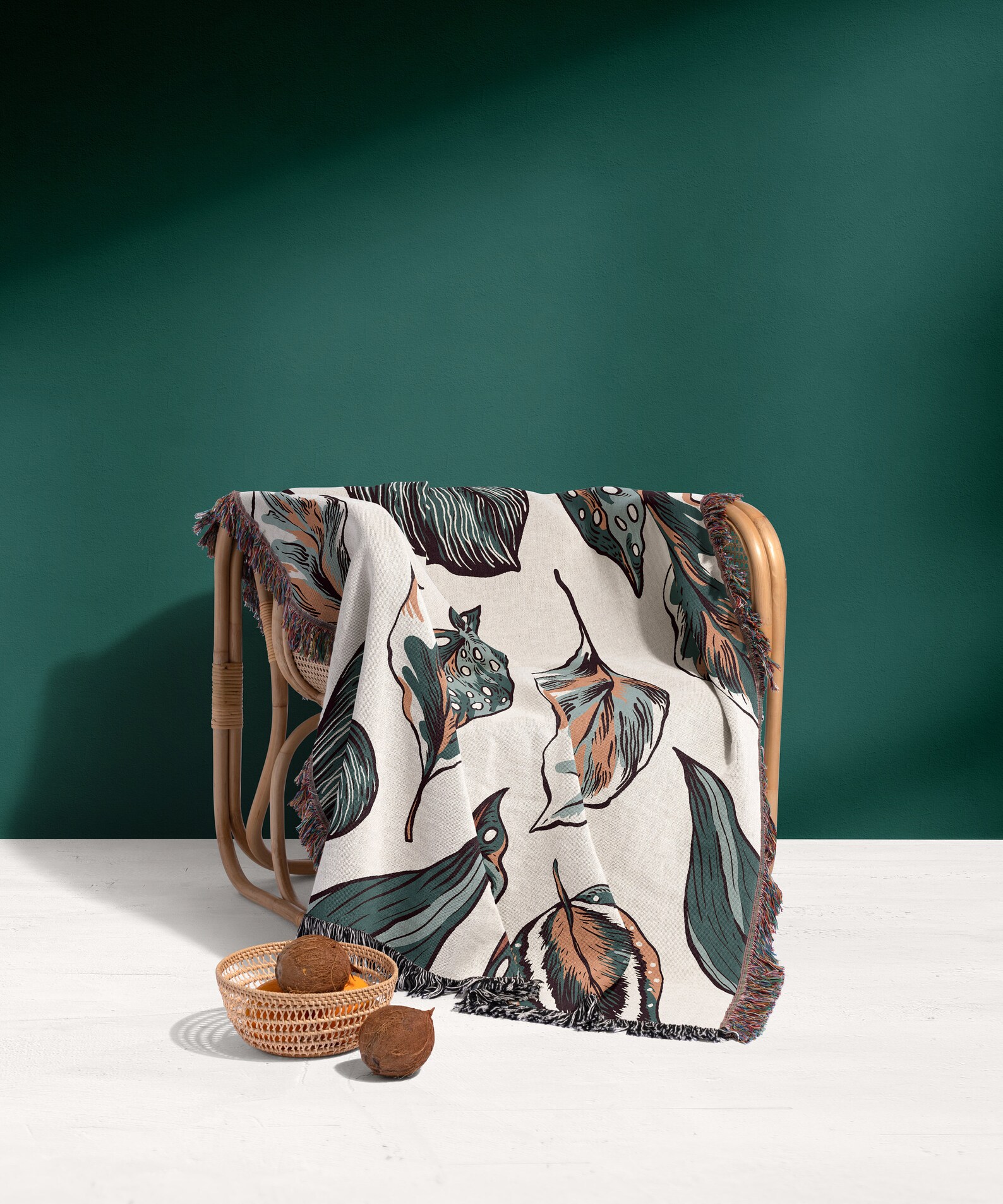 Retro Leaves Woven Blanket Hippie Throw Blanket Green Yellow - Etsy