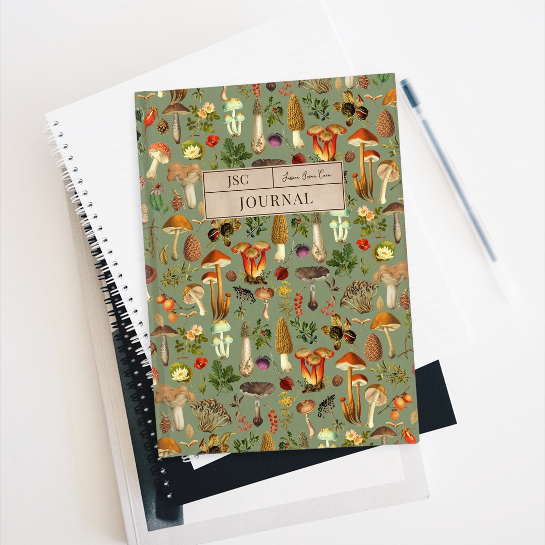 Personalized Sage Green Mushroom Journal Gift for Her, Custom Mushroom ...