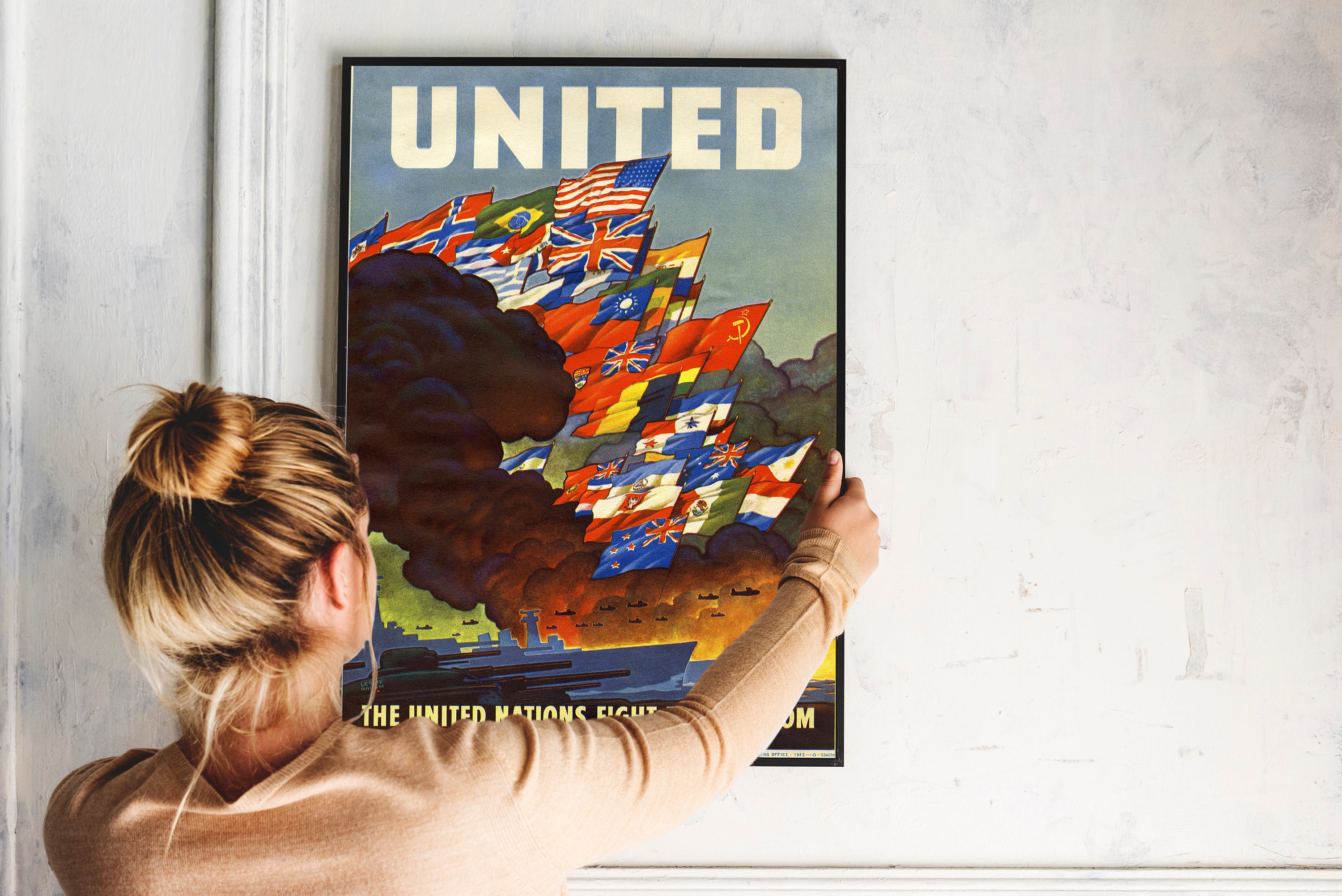 Vintage United Nations Poster Print, Fighting for Freedom 1943 ...