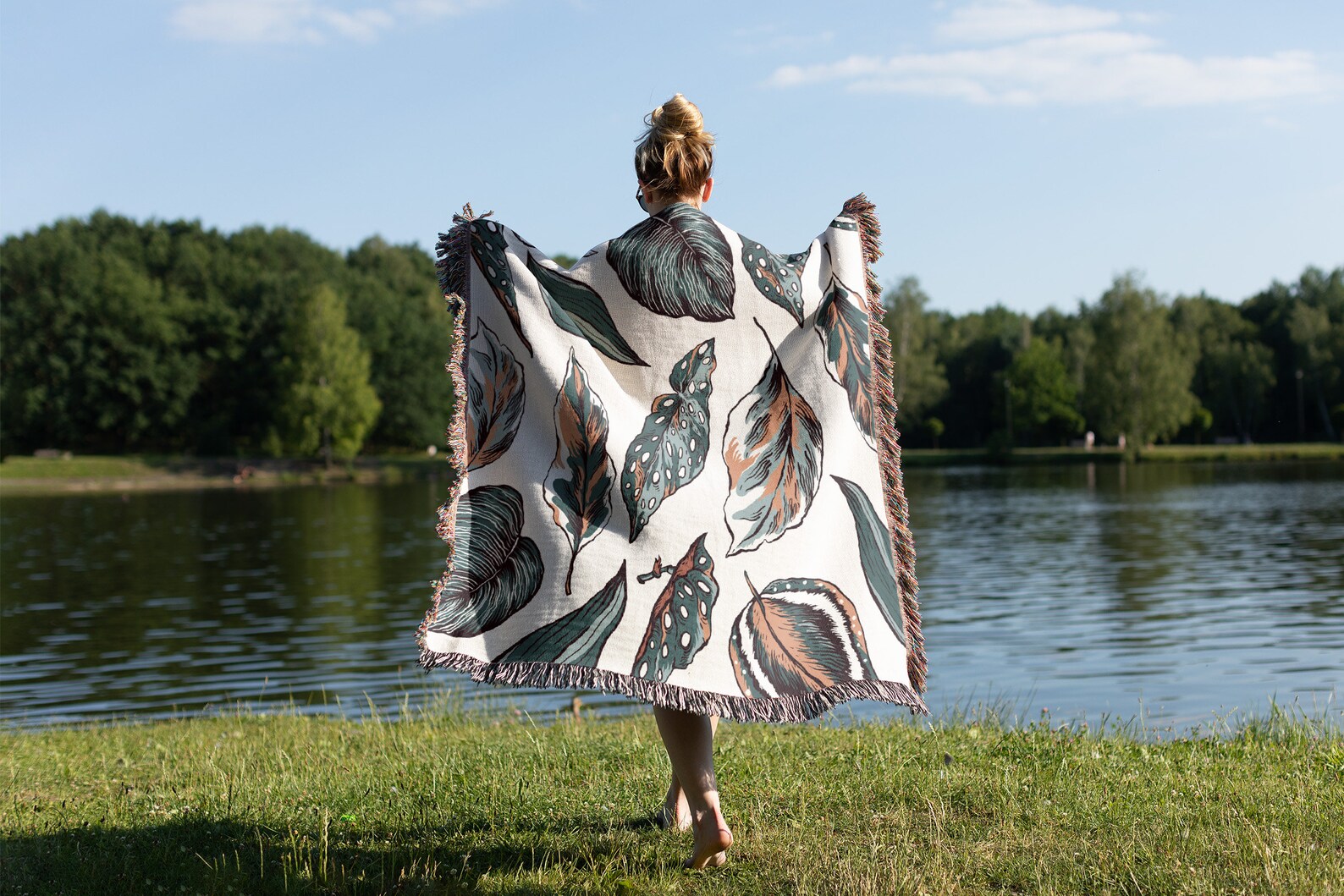Retro Leaves Woven Blanket Hippie Throw Blanket Green Yellow - Etsy