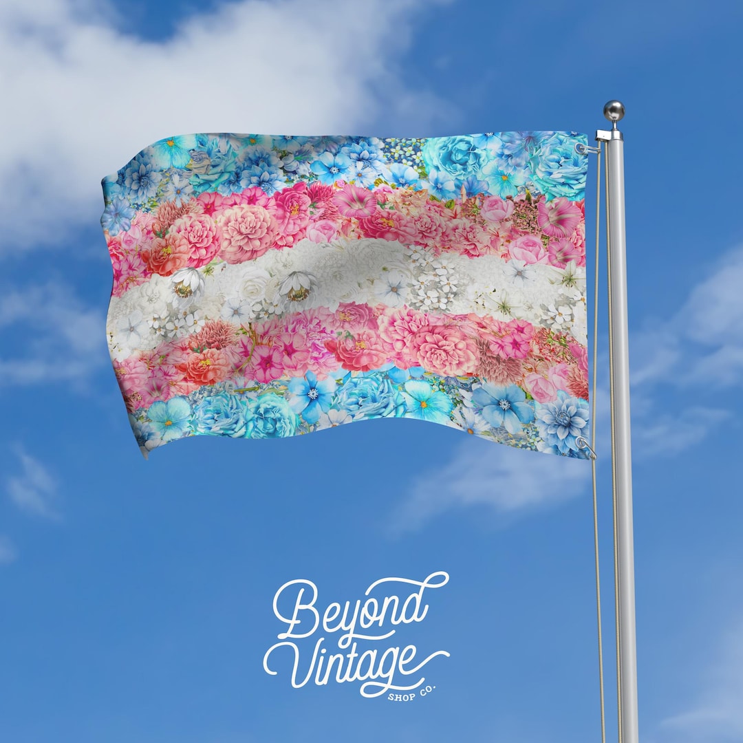 Floral Trans Pride Flag: Double Sided LGBTQ+ Banner With Grommets - Etsy