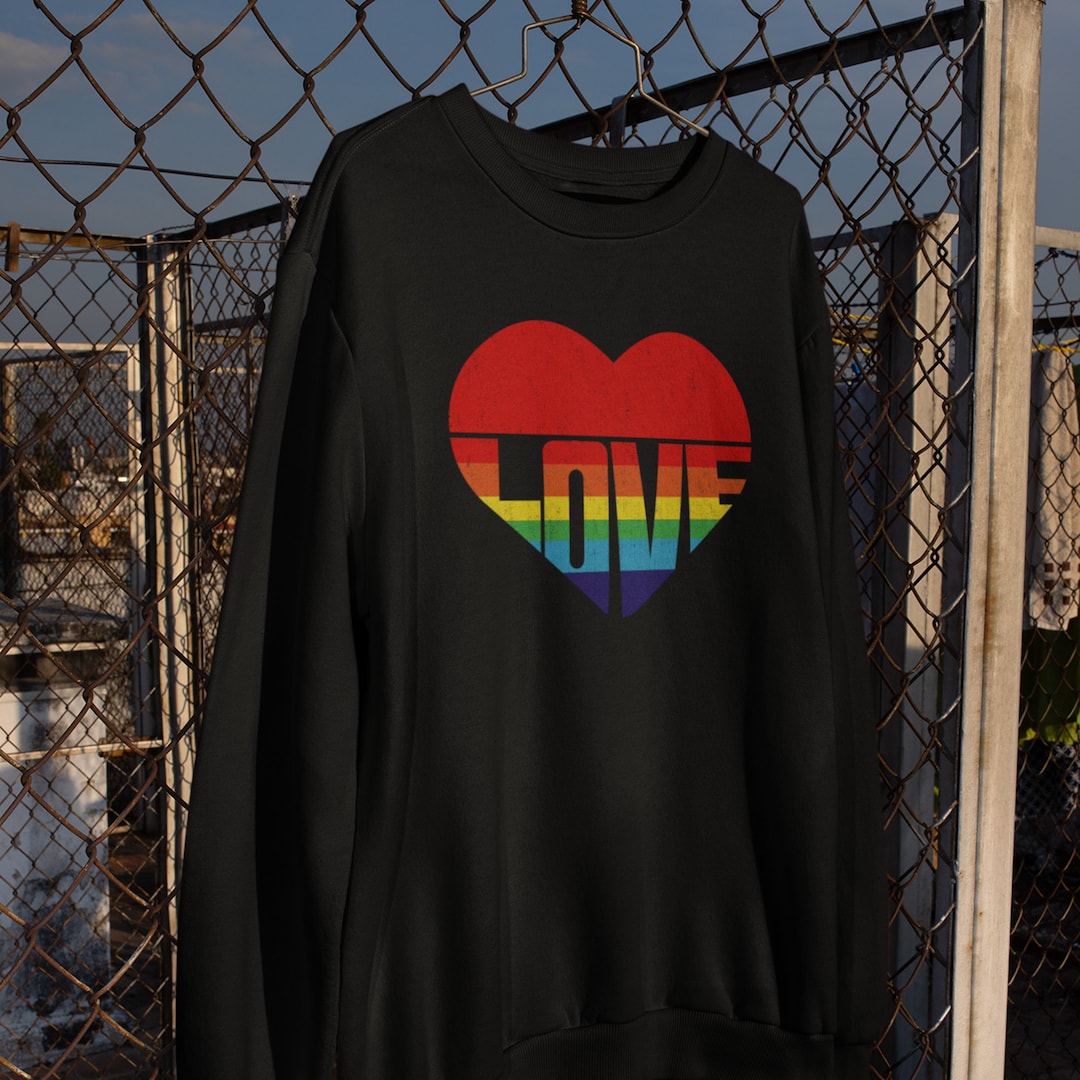 David Rose Sweater David Rose Pride Love Heart Unisex Heavy Blend ...
