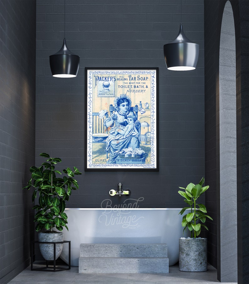 Cute Vintage Bathroom Decor, Tar Soap Ad Large Wall Art Poster, Unique ...