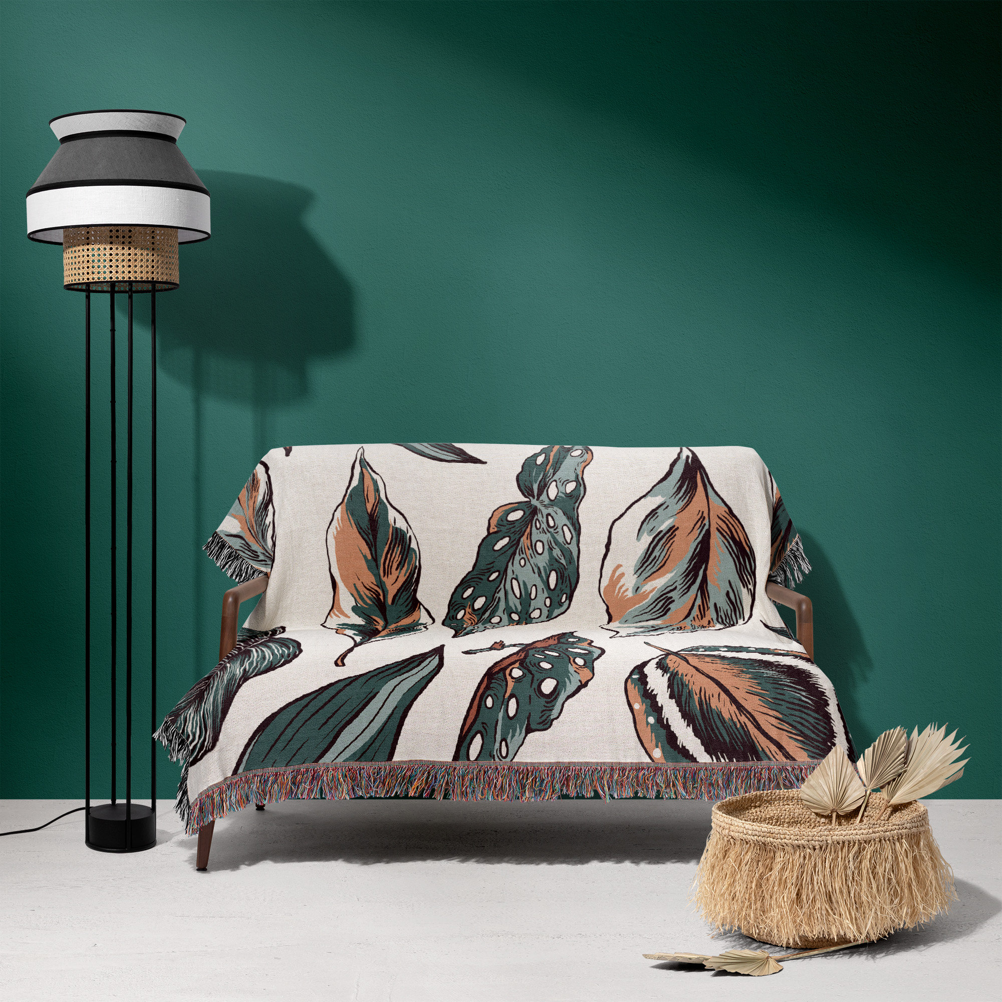 Retro Leaves Woven Blanket Hippie Throw Blanket Green Yellow - Etsy