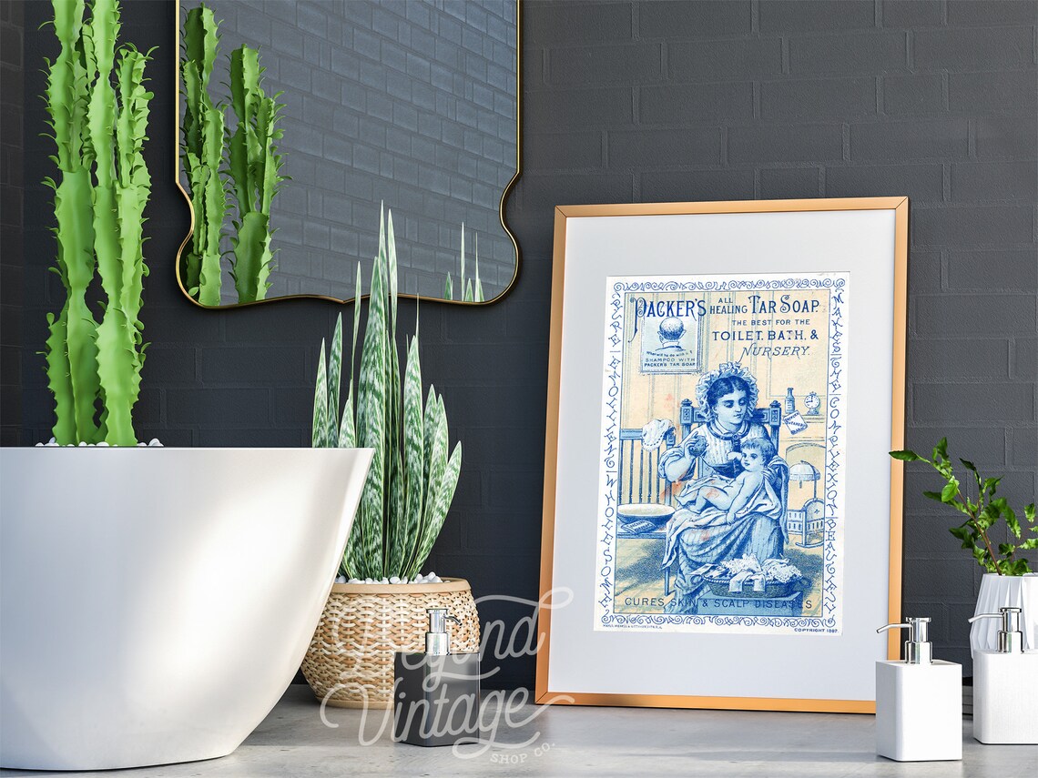 Cute Vintage Bathroom Decor, Tar Soap Ad Large Wall Art Poster, Unique ...