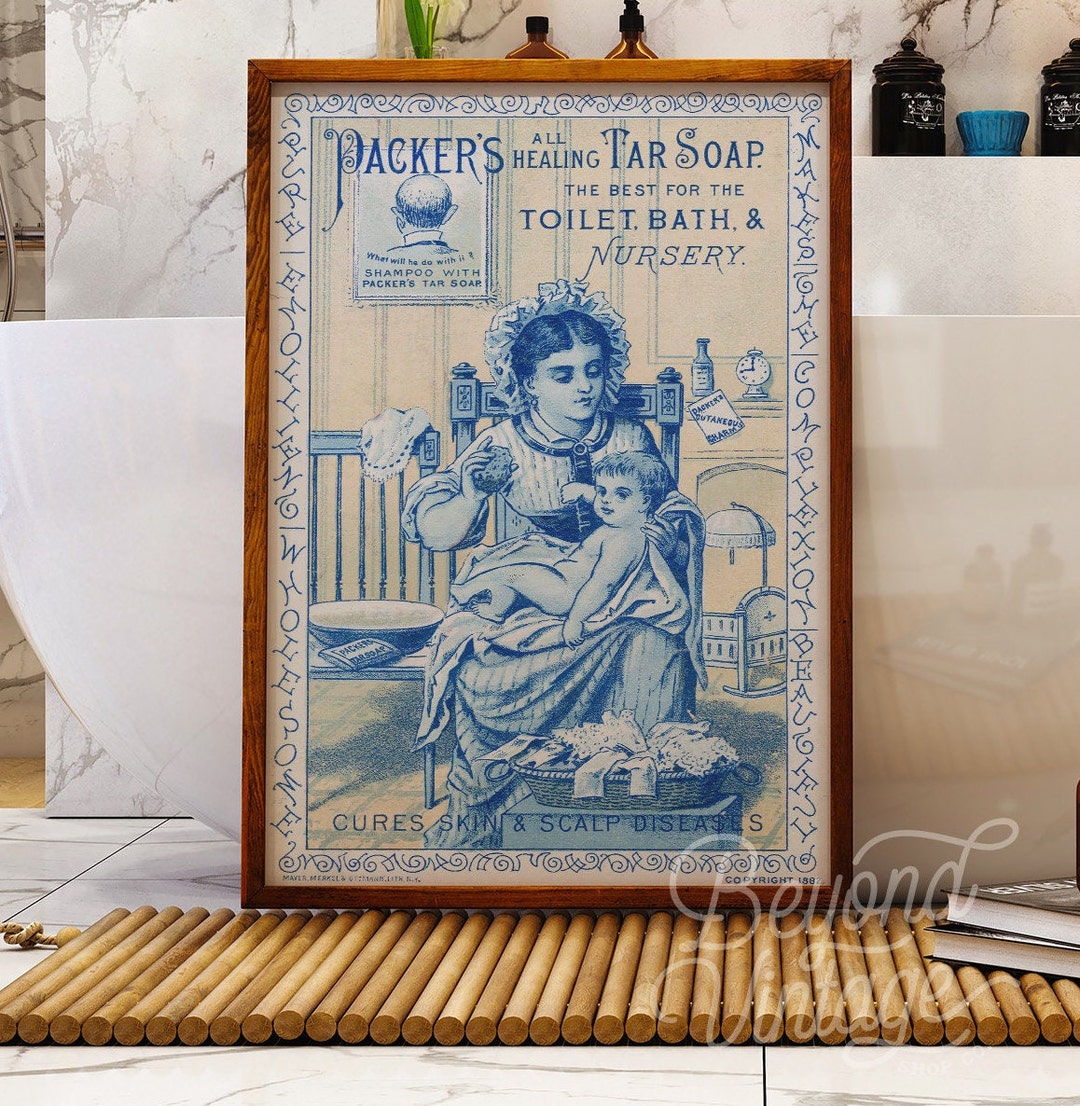Cute Vintage Bathroom Decor, Tar Soap Ad Large Wall Art Poster, Unique ...