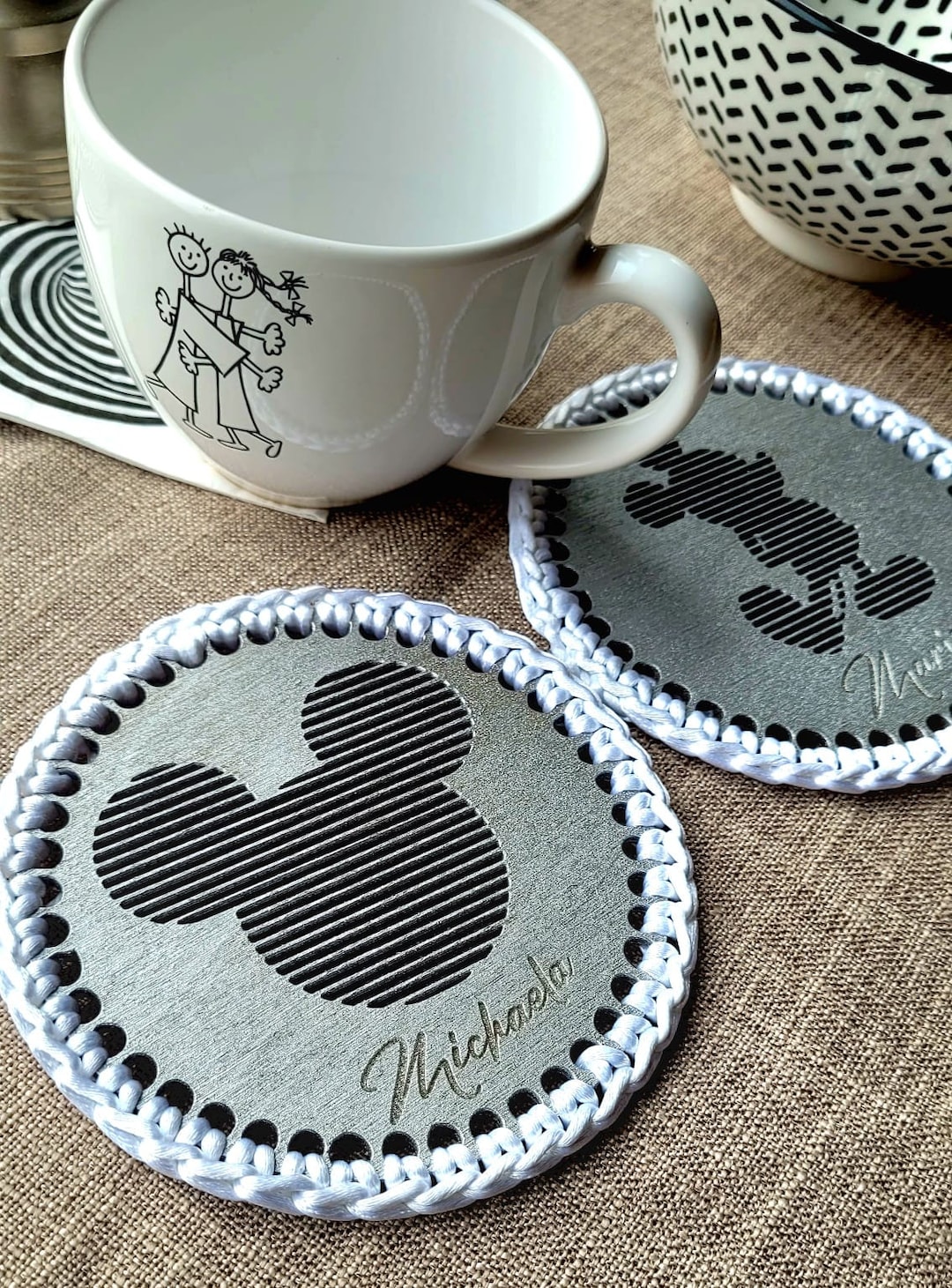 Personalized 2pc Disney Design Wooden Coasters, Custom Coasters, Custom ...