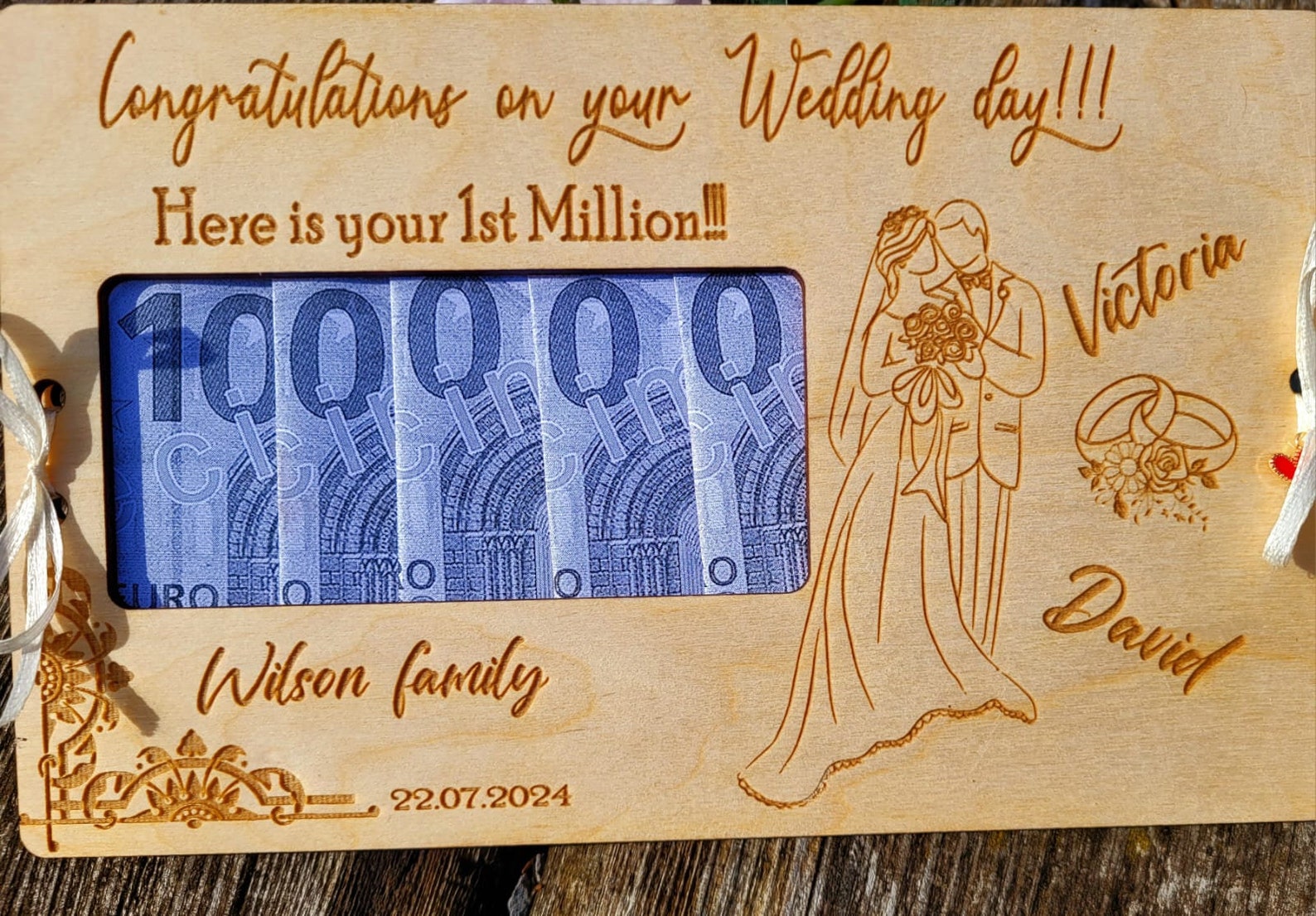 Personalized Wedding Money Gift Box, Engraved Birch Wood Envelope - Etsy