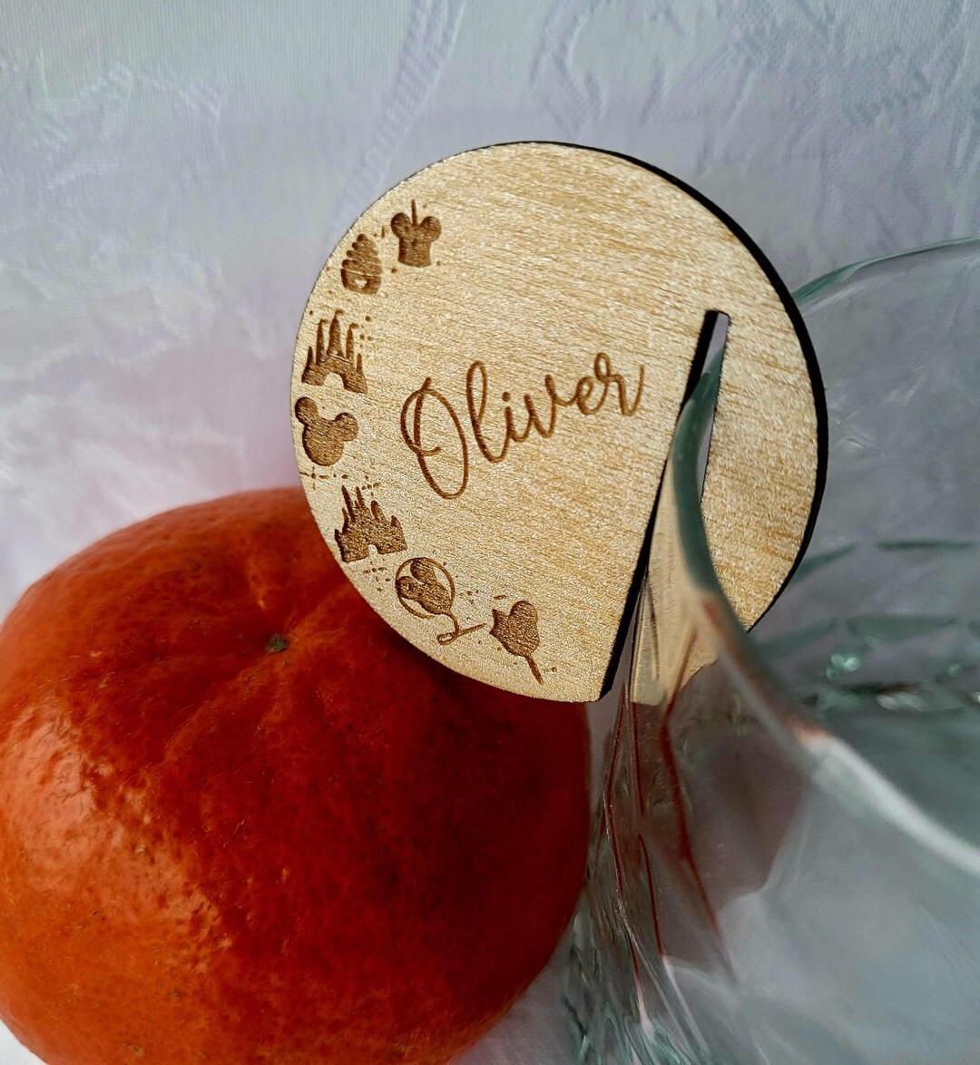 Personalized Wood Disney Glass Charms Table Decor Party Decor Wedding ...