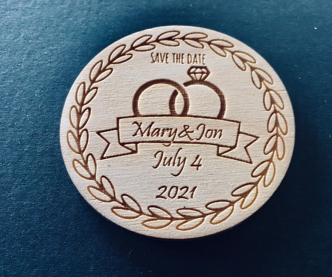Personalized Wooden Save the Date Magnet, Wedding Invitation - Etsy