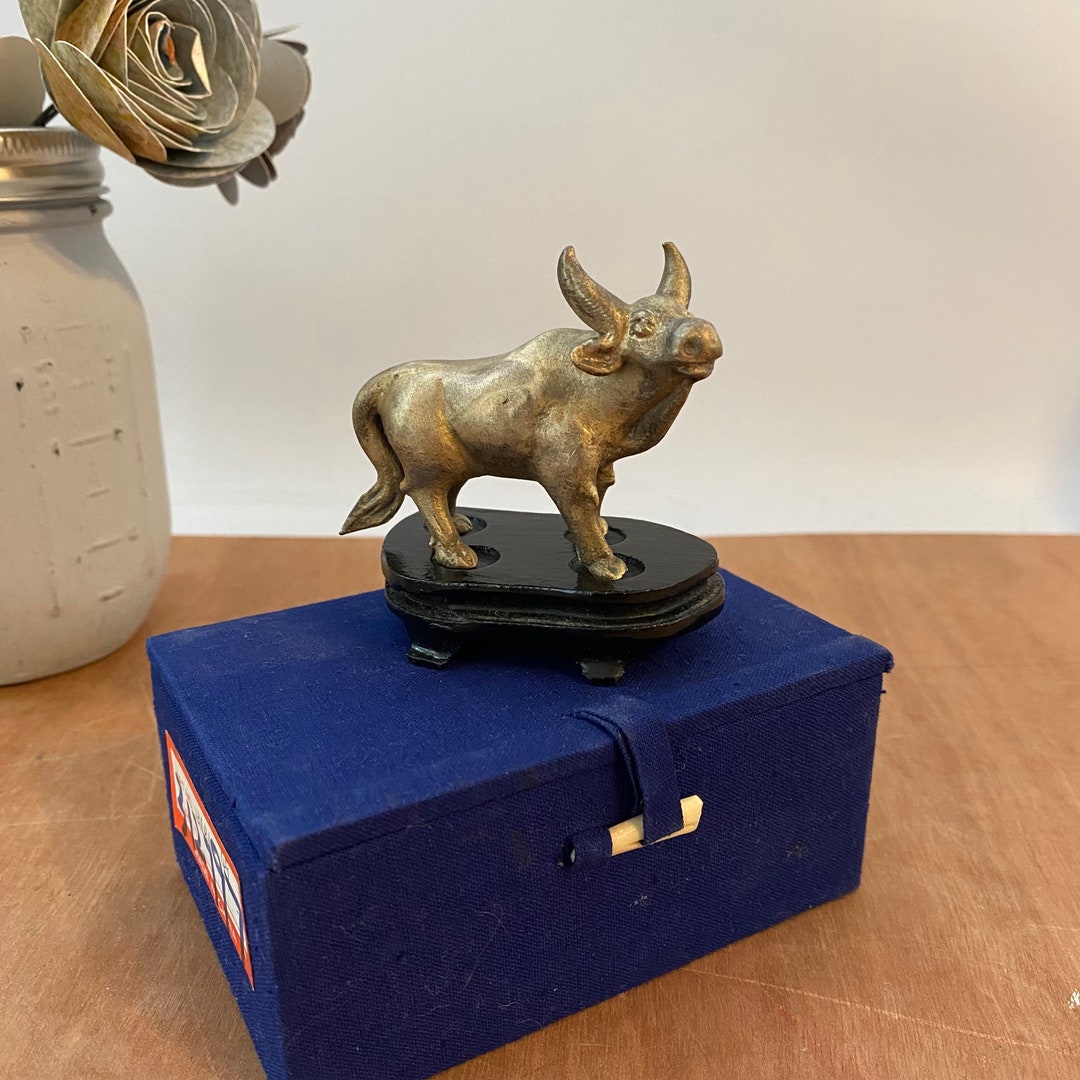 Vintage Solid Brass Cow Figurine With Stand, Sacred Cow Hinduism, Brass ...
