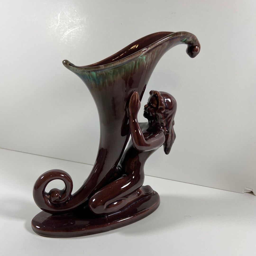 Royal Haeger Nymph Woman Holding Cornucopia Vase, Mid Century Art Deco ...